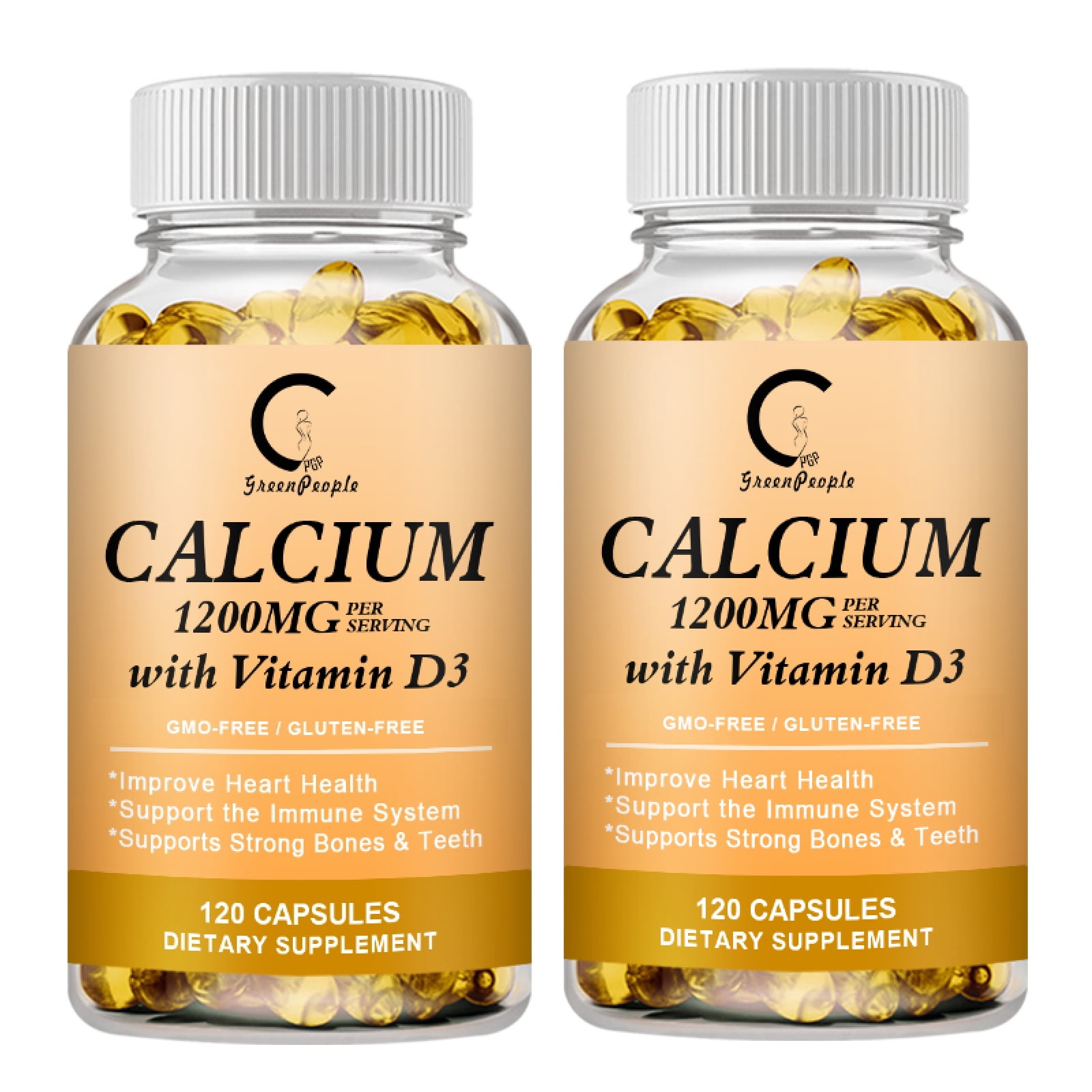 (2 Pack) Calcium with Vitamin D3, 1200mg Calcium Supplement for Bone ...