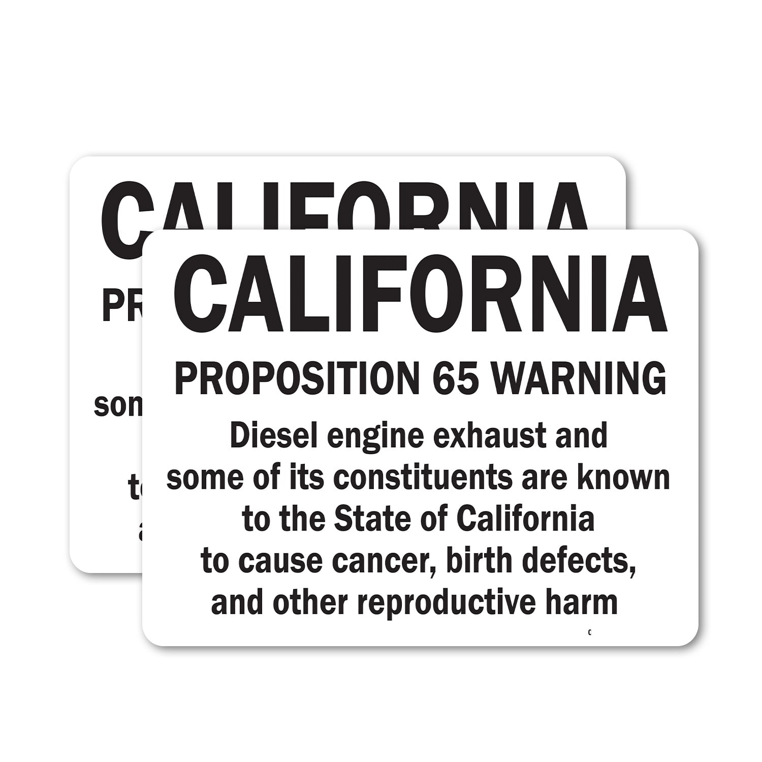 (2 Pack) California Proposition 65 Warning Decal - Diesel Exhaust OSHA ...