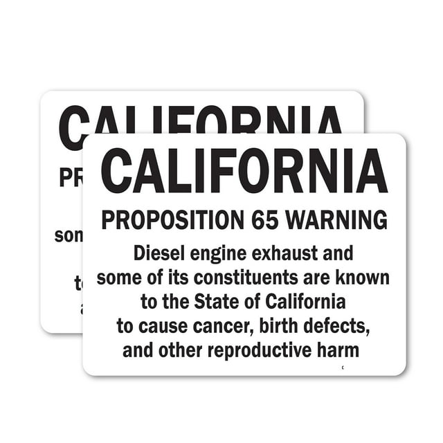 (2 Pack) California Proposition 65 Warning Decal - Diesel Exhaust OSHA ...