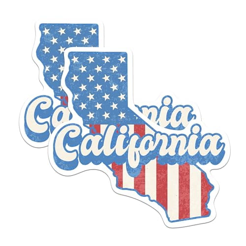 (2 Pack) California State Outline Magnets - CA State Shape with USA ...