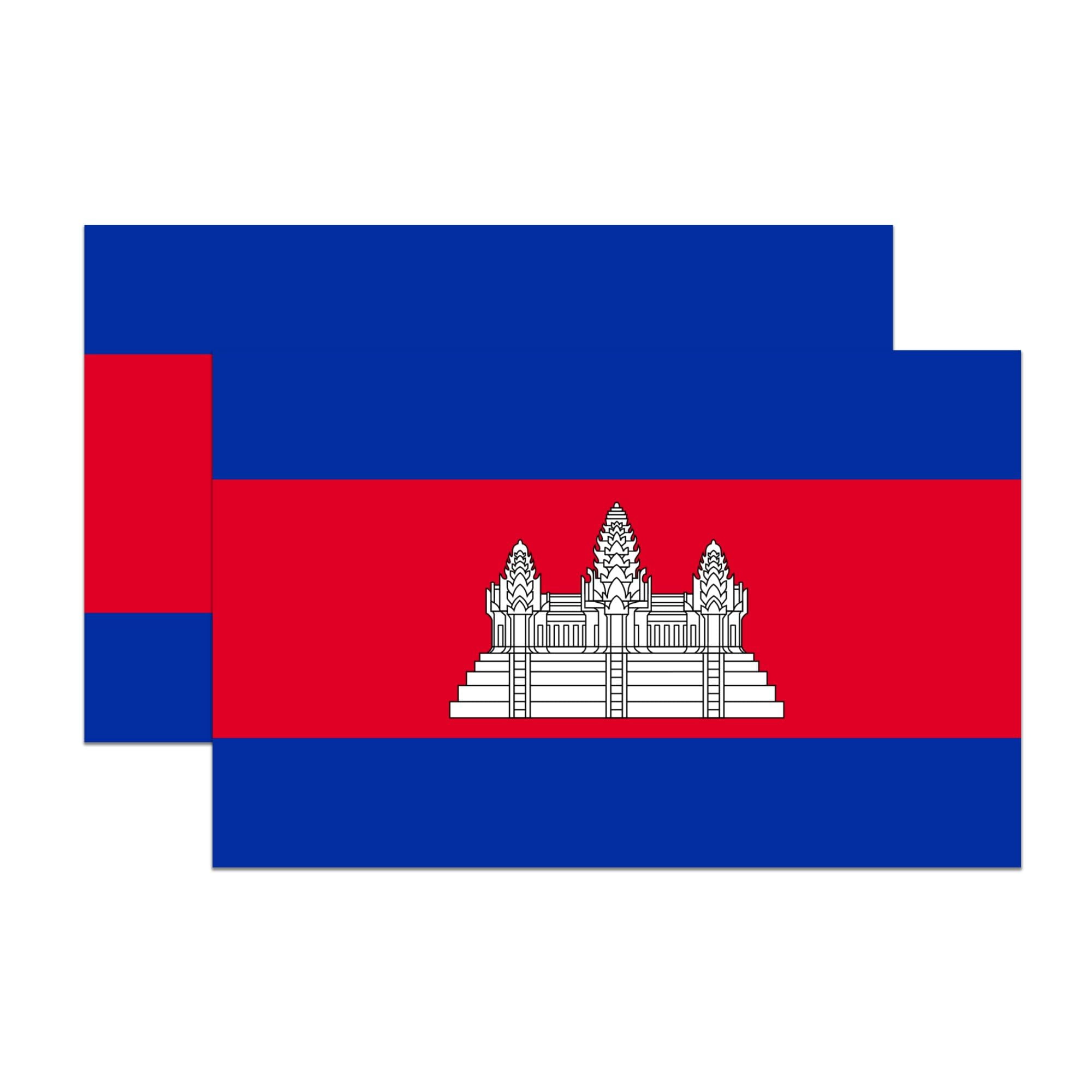 (2 Pack) Cambodia World Flag Stickers - Cambodian Pride - 5 Inches On ...
