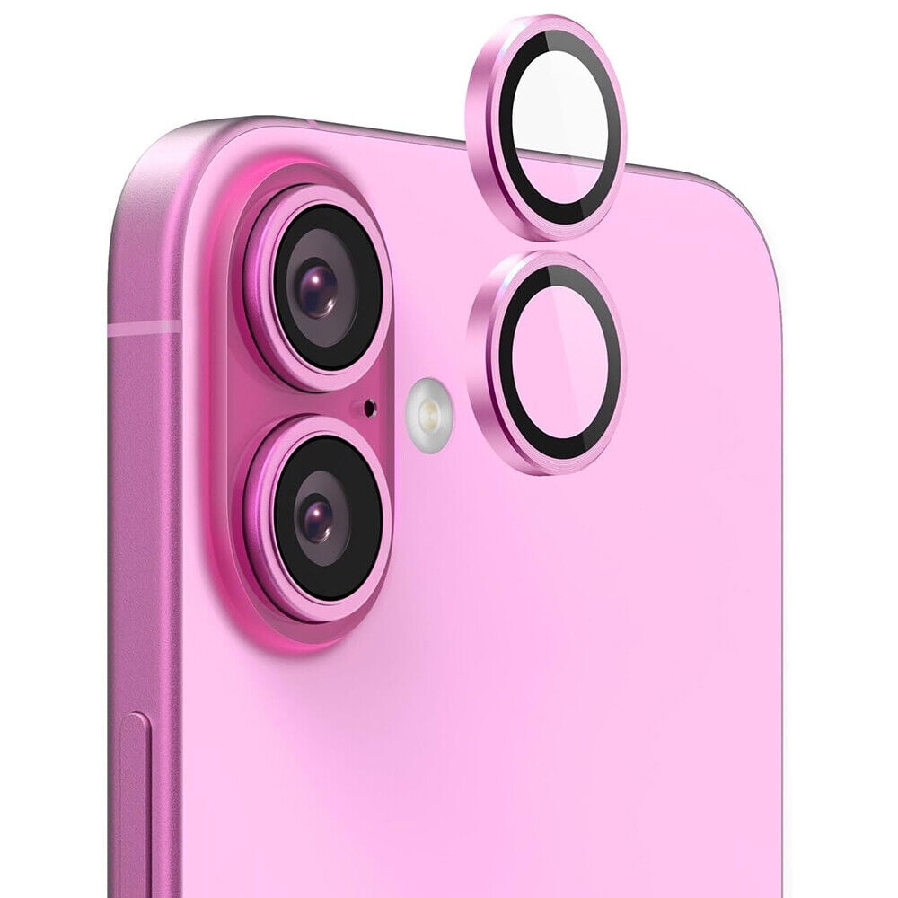 [2 Pack] Camera Lens Protector For Apple iPhone 16 Plus HD Clear Tempered Glass with Metal Ring ...