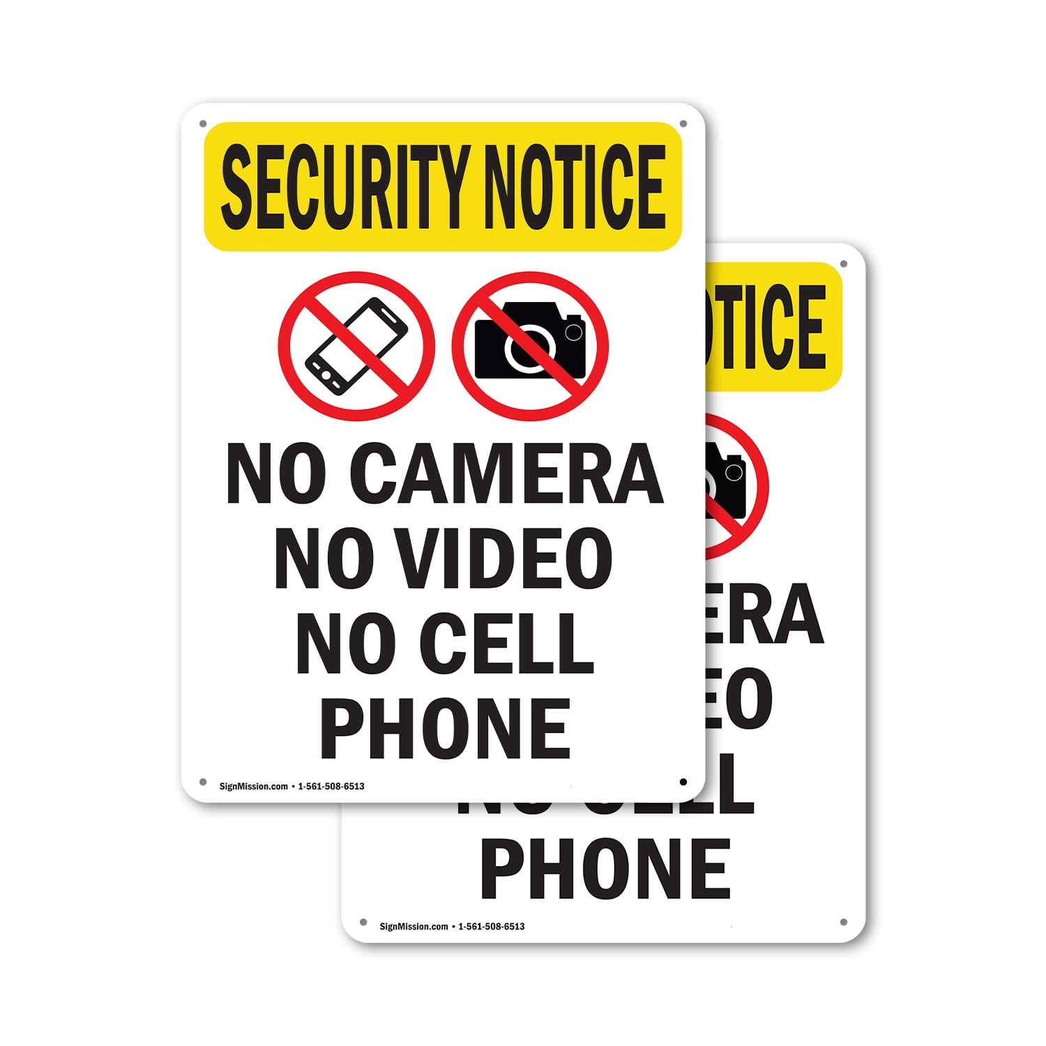 (2 Pack) No Camera No Video With Symbol OSHA Security Notice Sign 12 ...