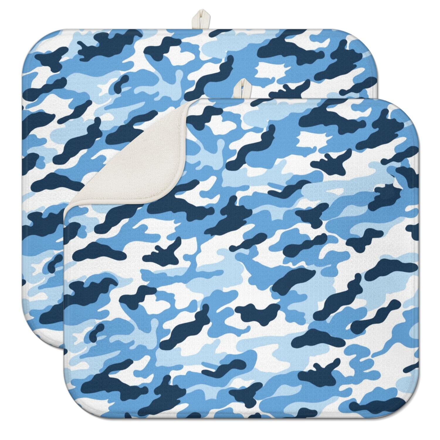 2 Pack Camo Dish Drying Mats for Kitchen Counter - Super Absorbent ...