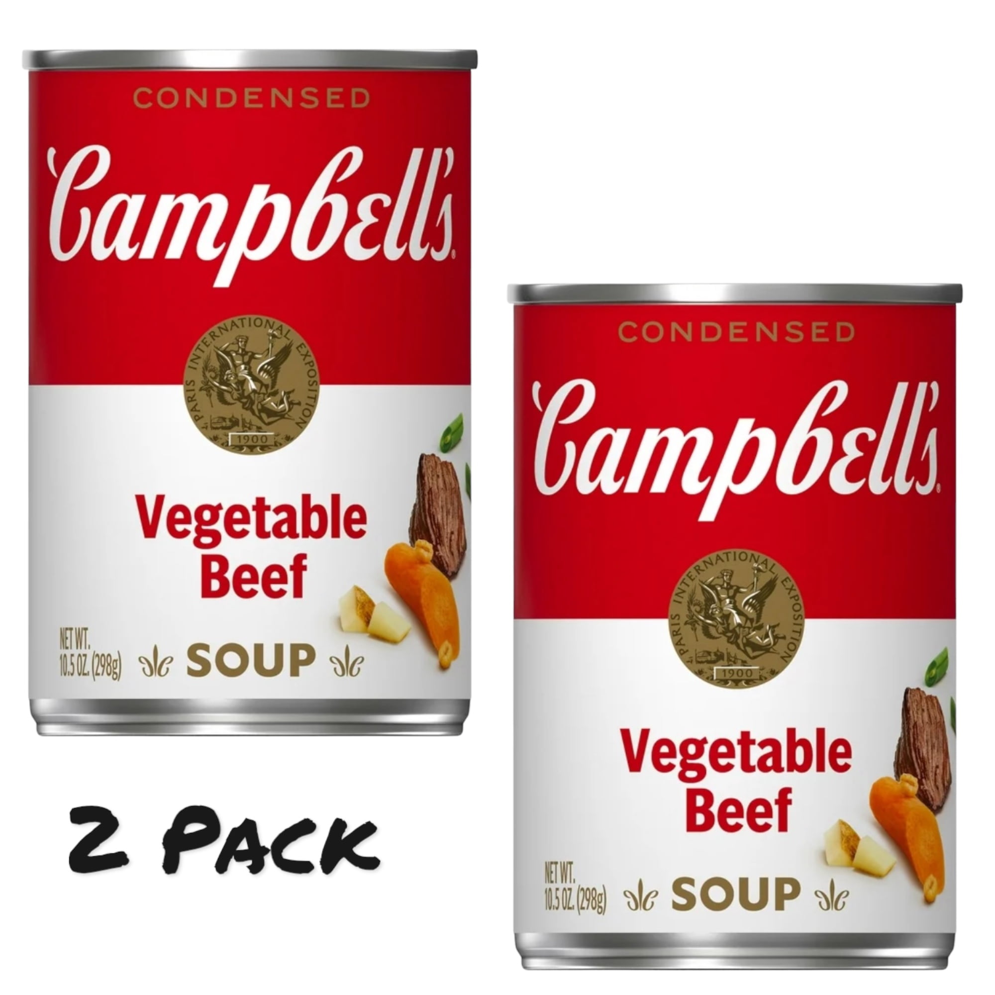 Campbell's Condensed Vegetable Beef Soup, 2 Pack, 10.5 oz Cans, Beef ...