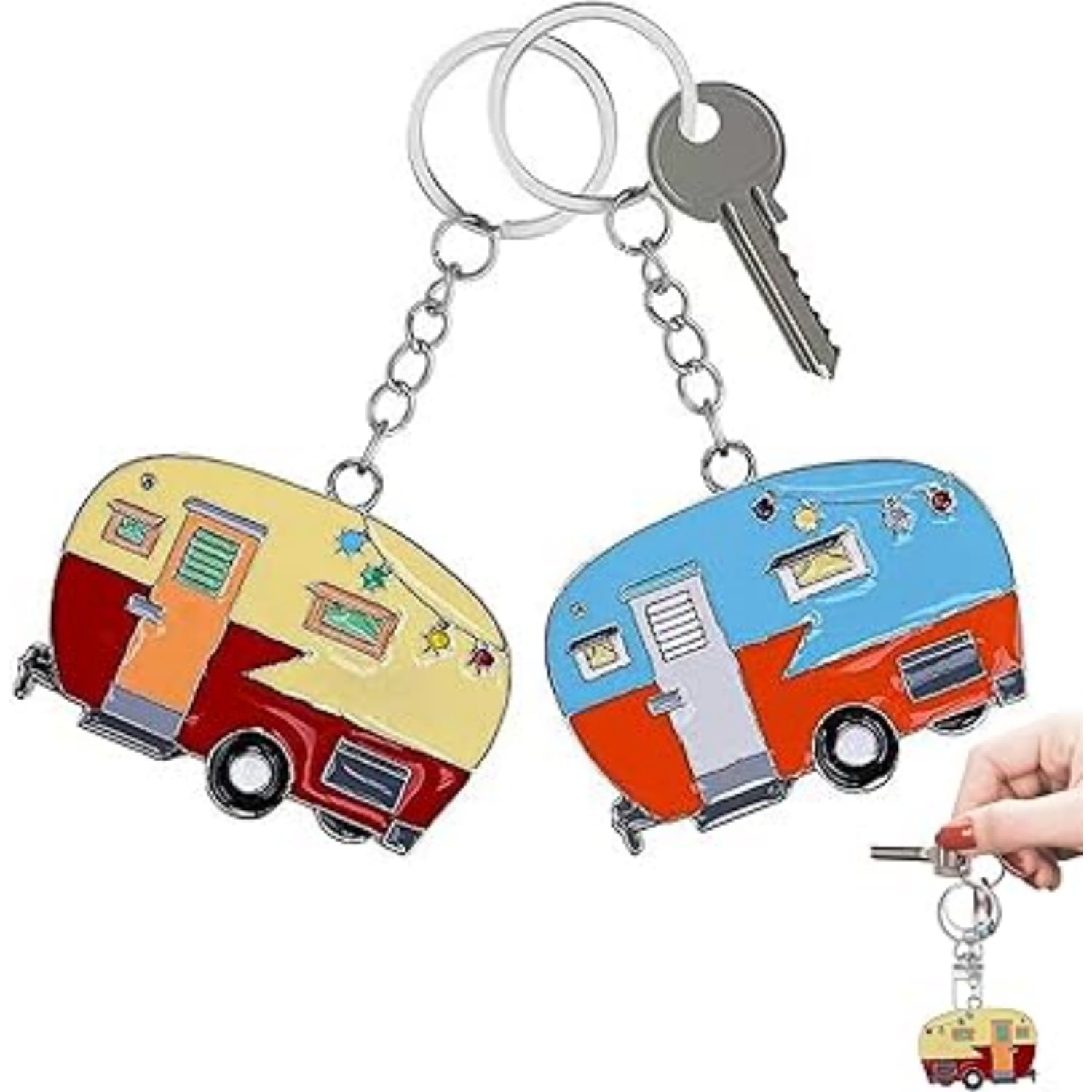 2 Pack Camper Keychain Set Happy RV Camper Keyring Couples Camping ...