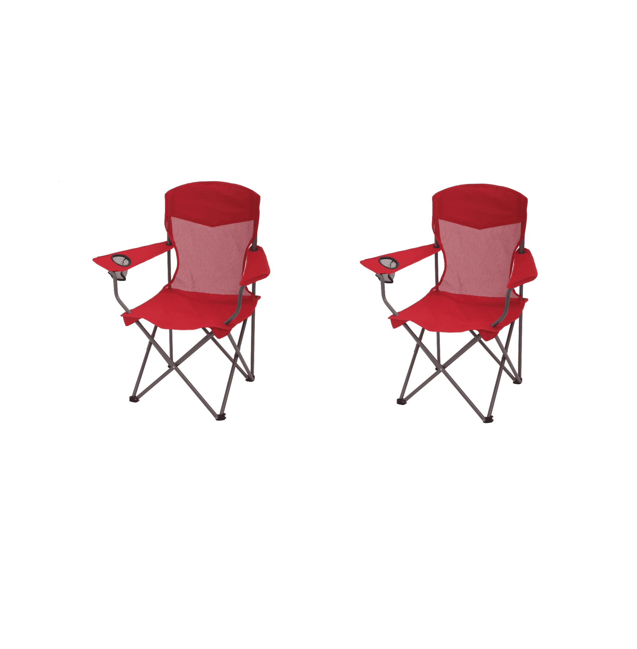 2 Pack Camping Chairs Mesh Red - Portable Folding Quad Chair with Cup ...