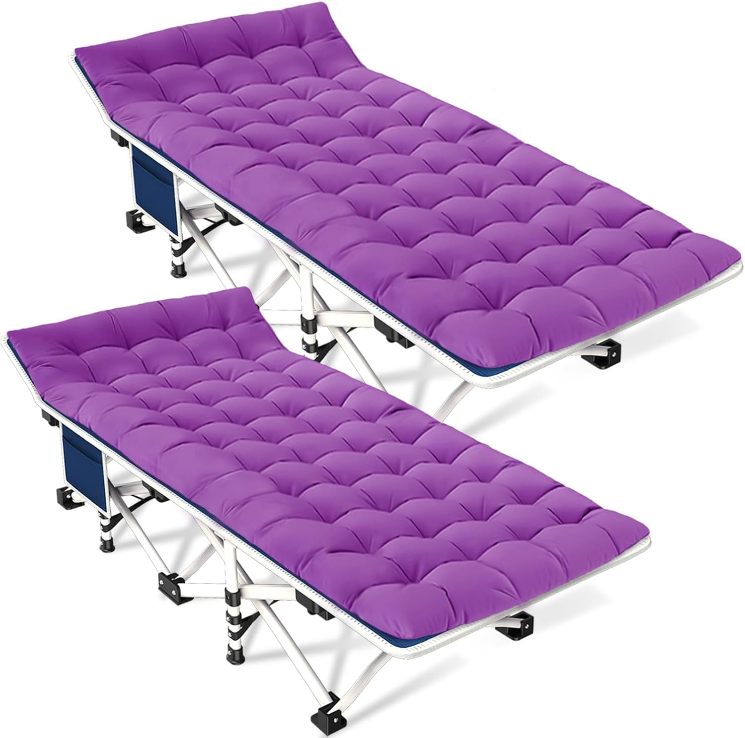 2 Pack Camping Cot with Comfortable Mattress 2 Person Camping Bed Cots ...