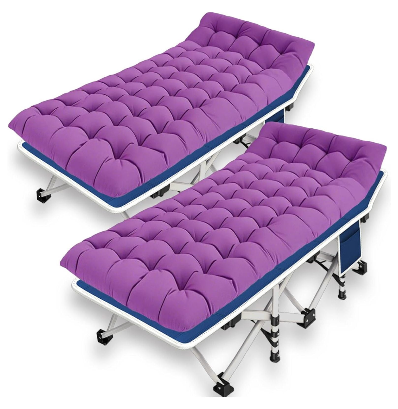 2 Pack Camping Cot with Comfortable Mattress 2 Person Cots for Sleeping ...