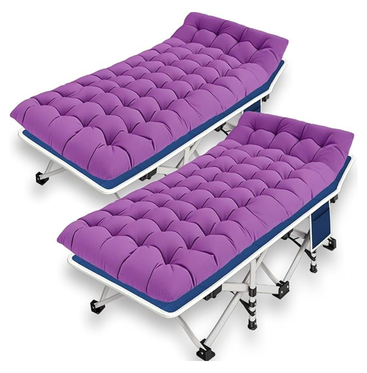 2 Pack Camping Cot with Comfortable Mattress 2 Person Cots for Sleeping ...