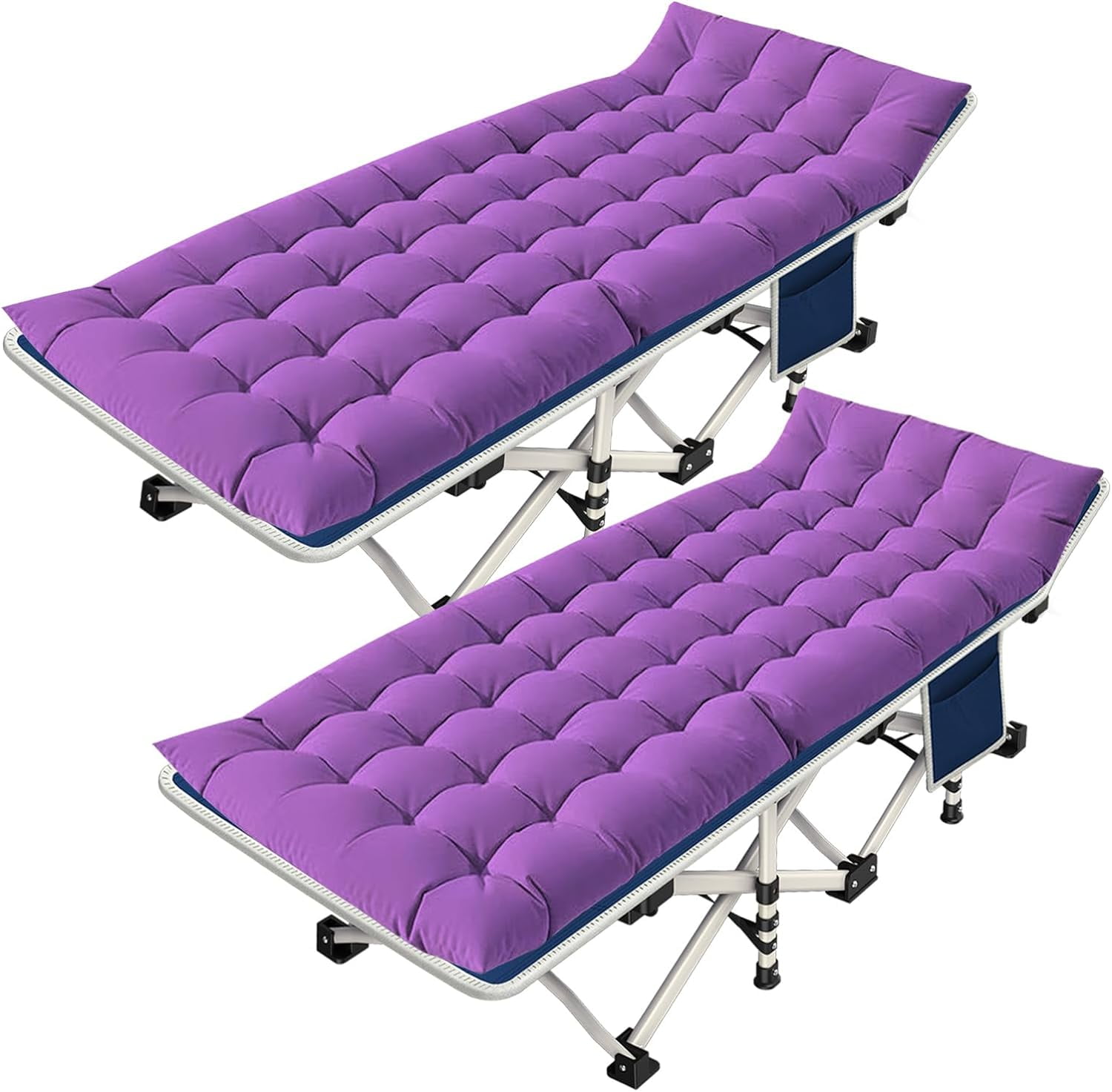2 Pack Camping Cot with Mattress Comfortable Cots for Sleeping Camping ...