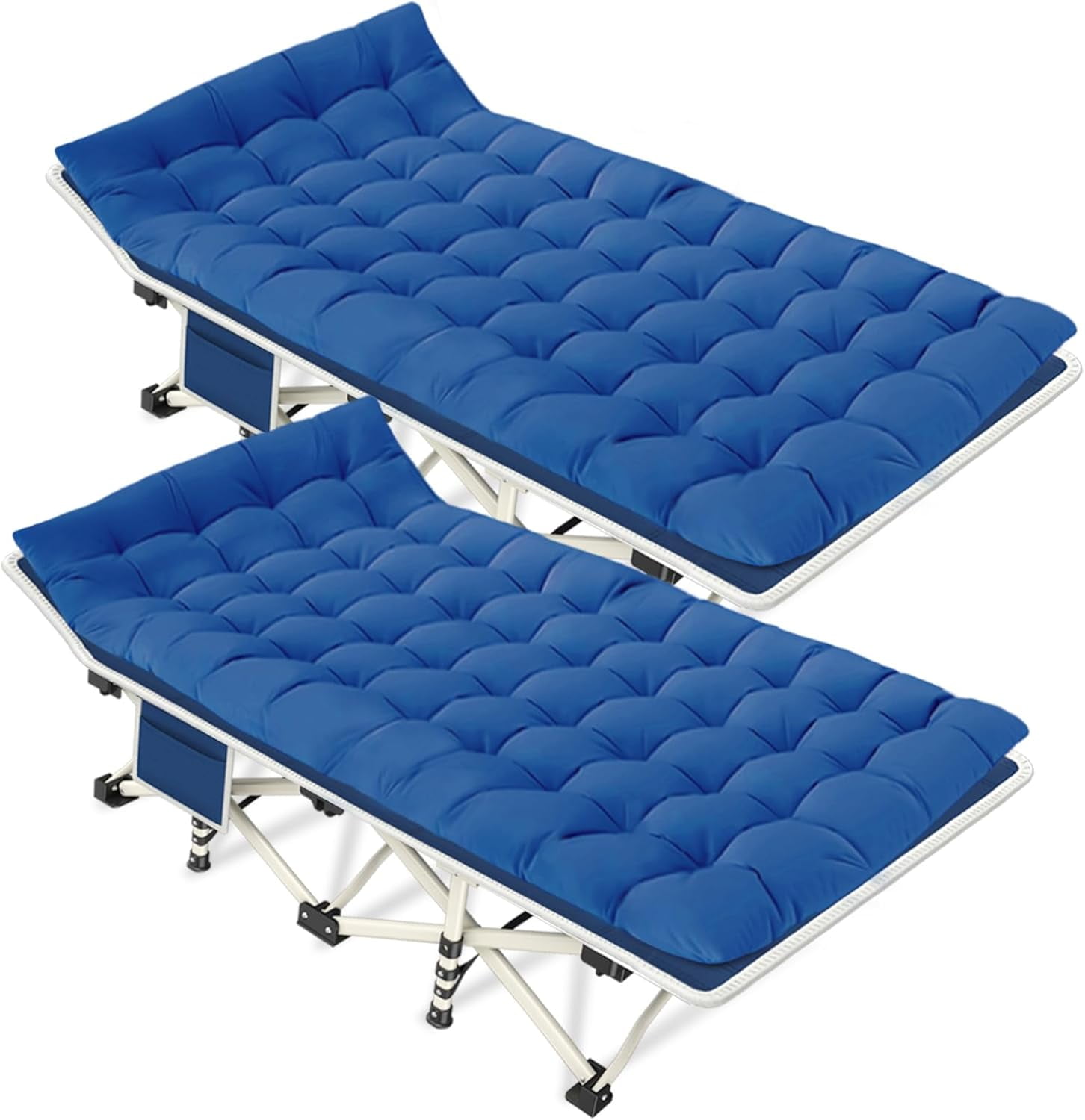 2 Pack Camping Cot with Mattress Comfortable Cots for Sleeping Sleeping ...