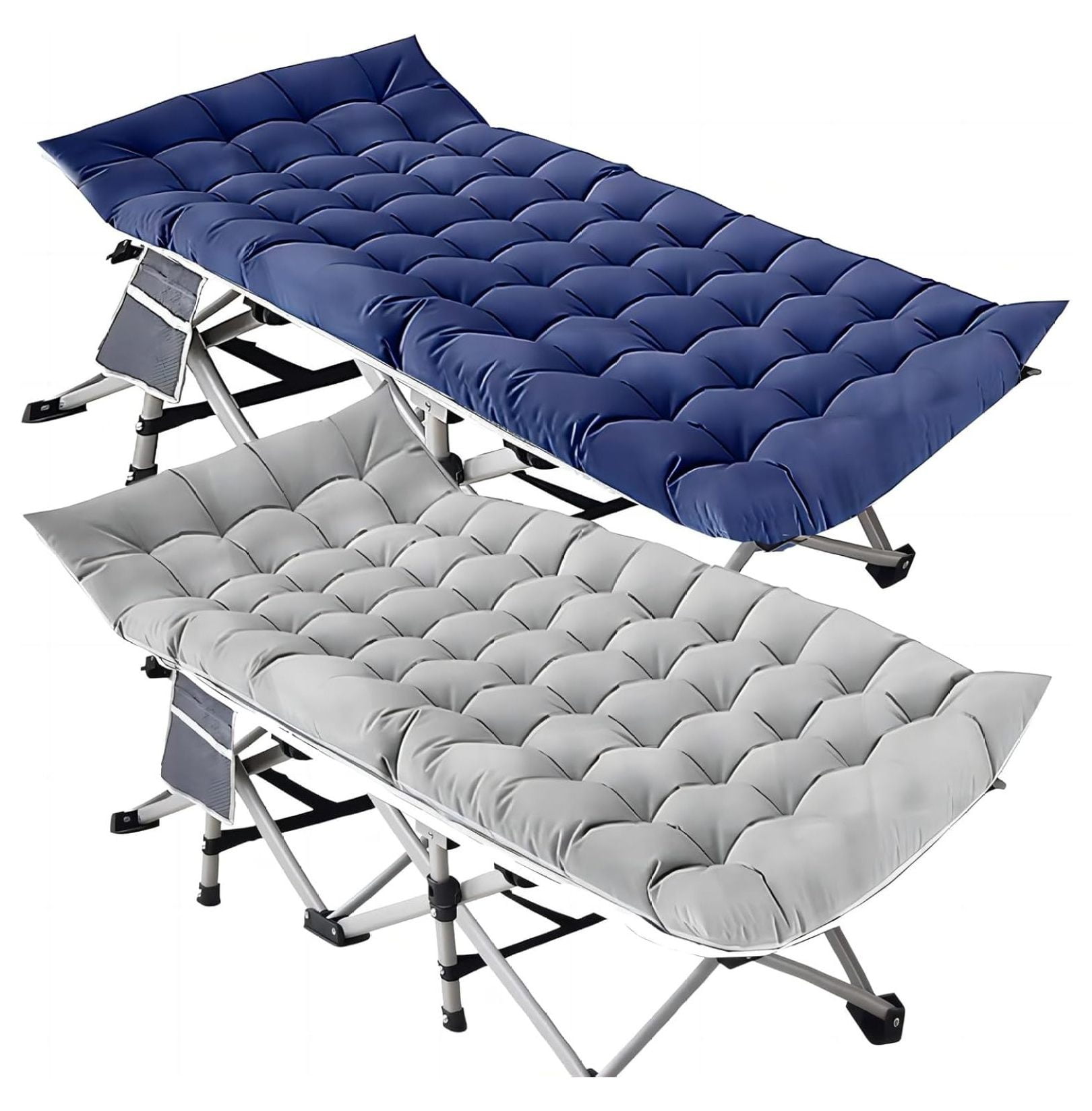 2 Pack Camping Cots for Adults - Heavy Duty Folding Sleeping Cots with ...