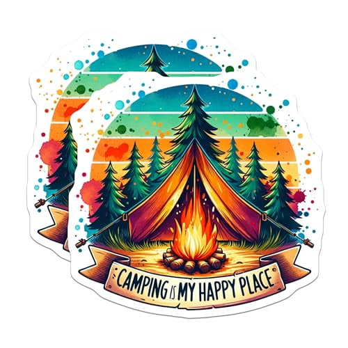 (2 Pack) Camping is My Happy Place Magnets - Campfire - Nature Art ...