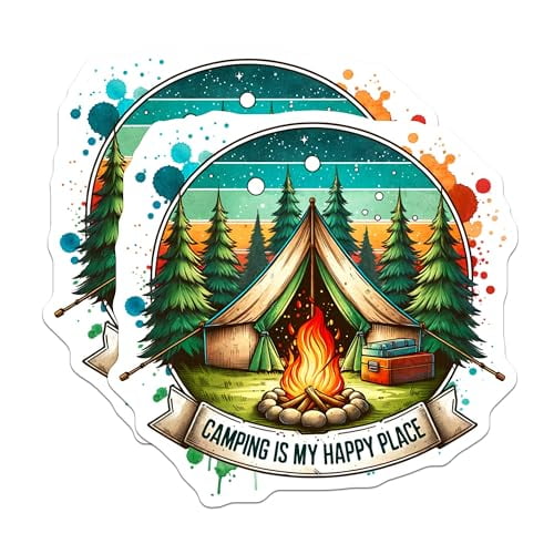 (2 Pack) Camping is My Happy Place Magnets - Outdoor Adventure Life ...