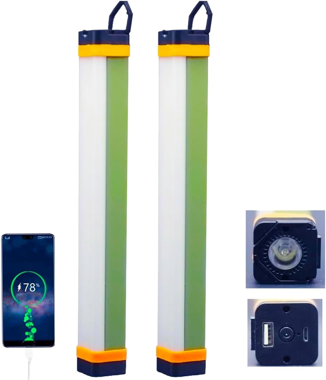 [ 2 Pack ] Camping Lantern 4000mah Rechargeable Stick Portable Tent ...