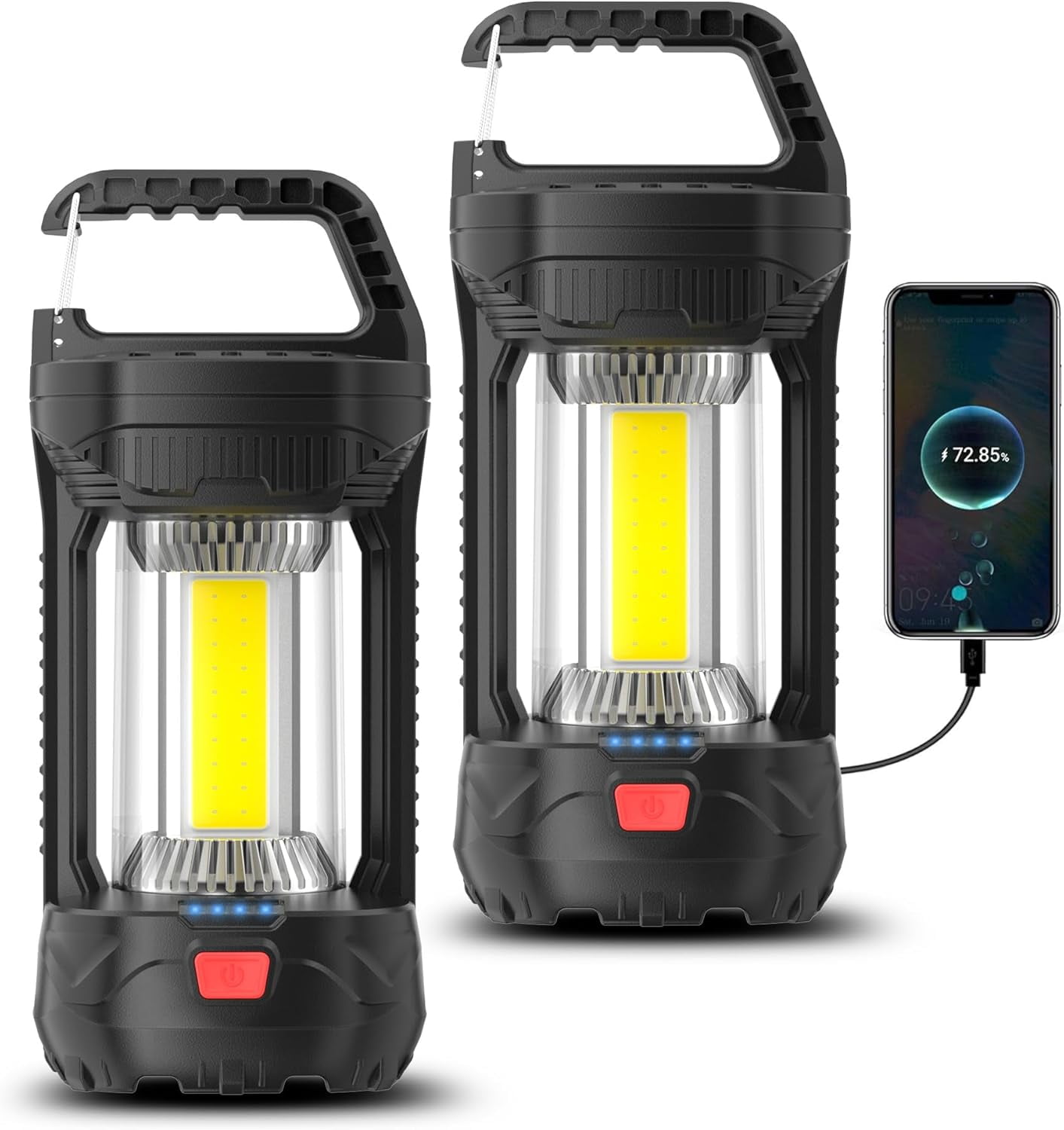 2 Pack Camping Lantern Rechargeable, 2000LM Rechargeable Lantern with ...