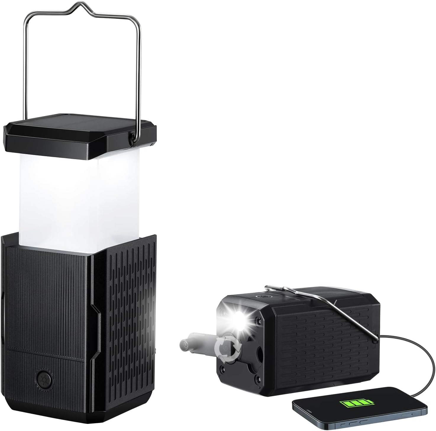 2 Pack Camping Lantern Rechargeable, Hand Crank & Solar Camping Lights ...