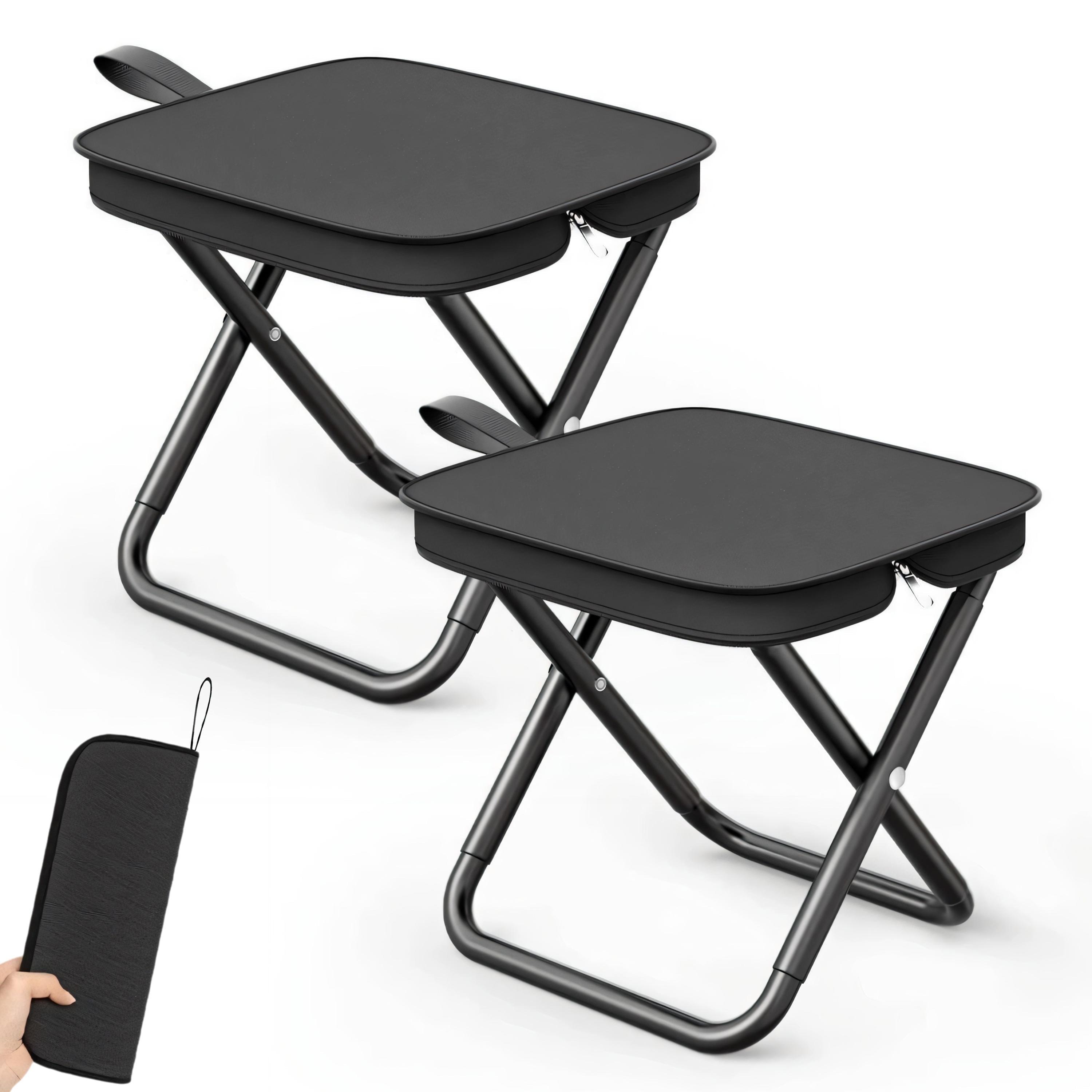 2 Pack Camping Stool, Portable Folding Stool with Carry Bag, 11 Inch ...