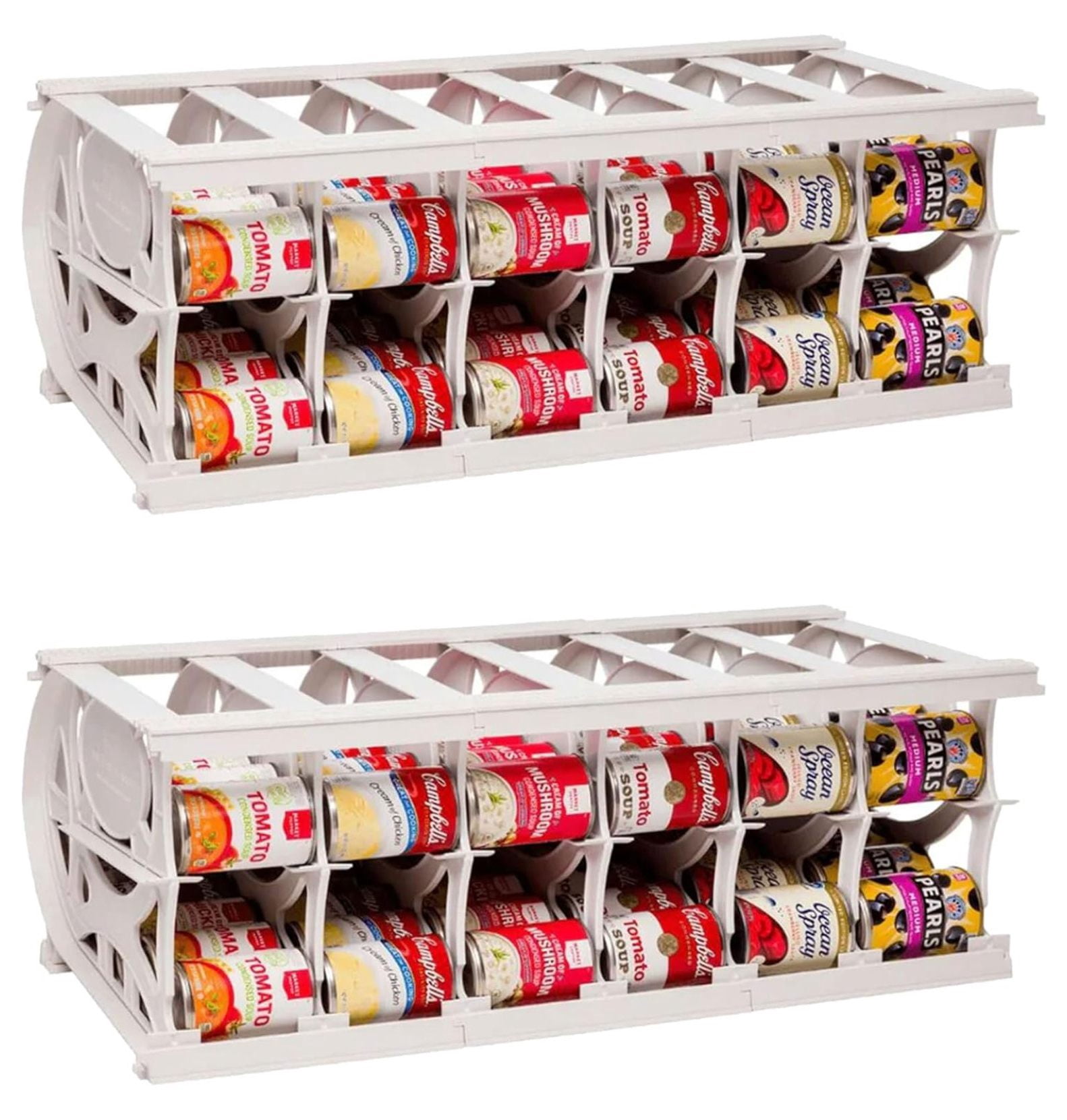 2-Pack Can Organizer, Stackable Pantry Storage for 60 Cans of Food or ...