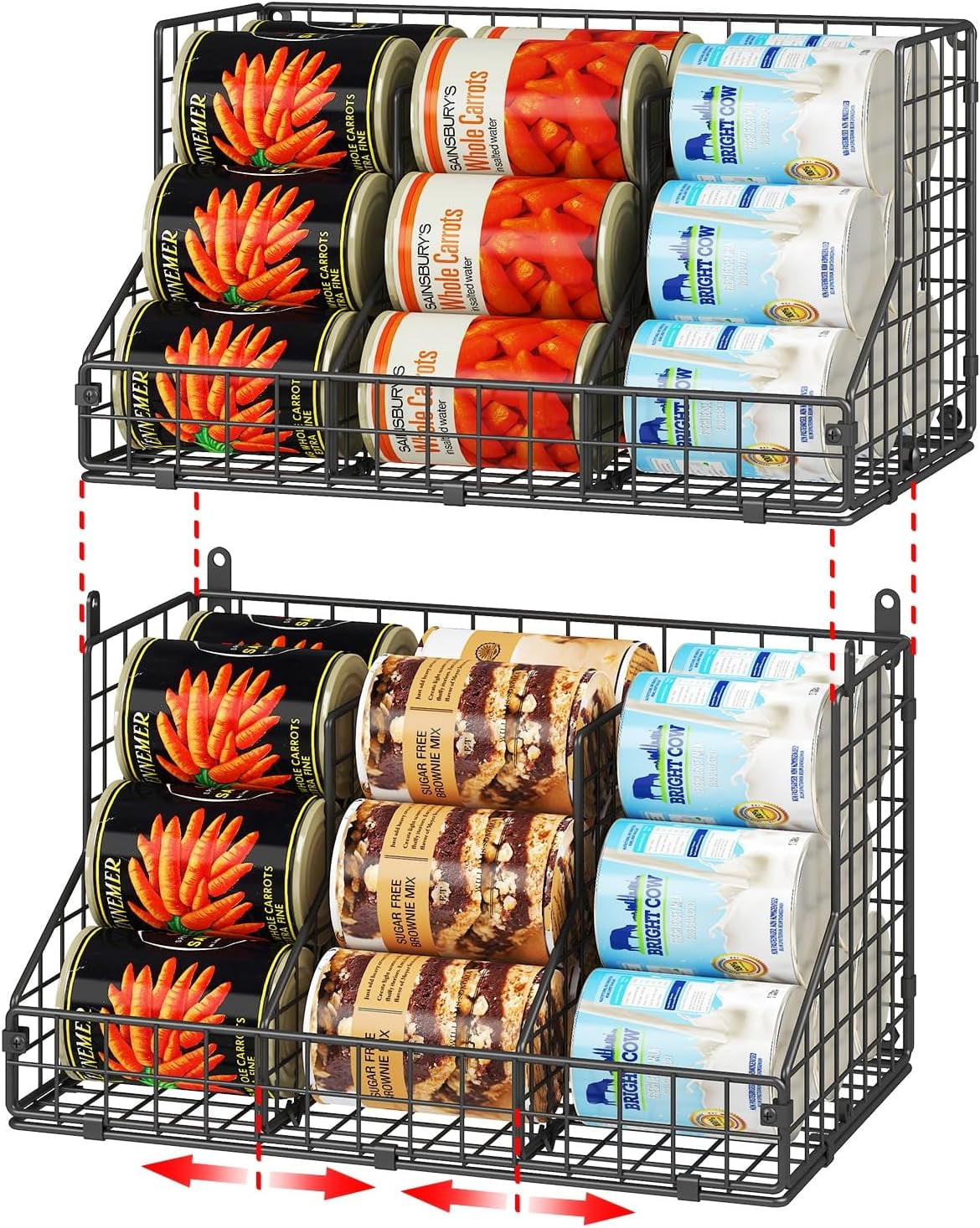 2 Pack Can Rack Organizer for Pantry Storage,Can Dispensers with 4 ...