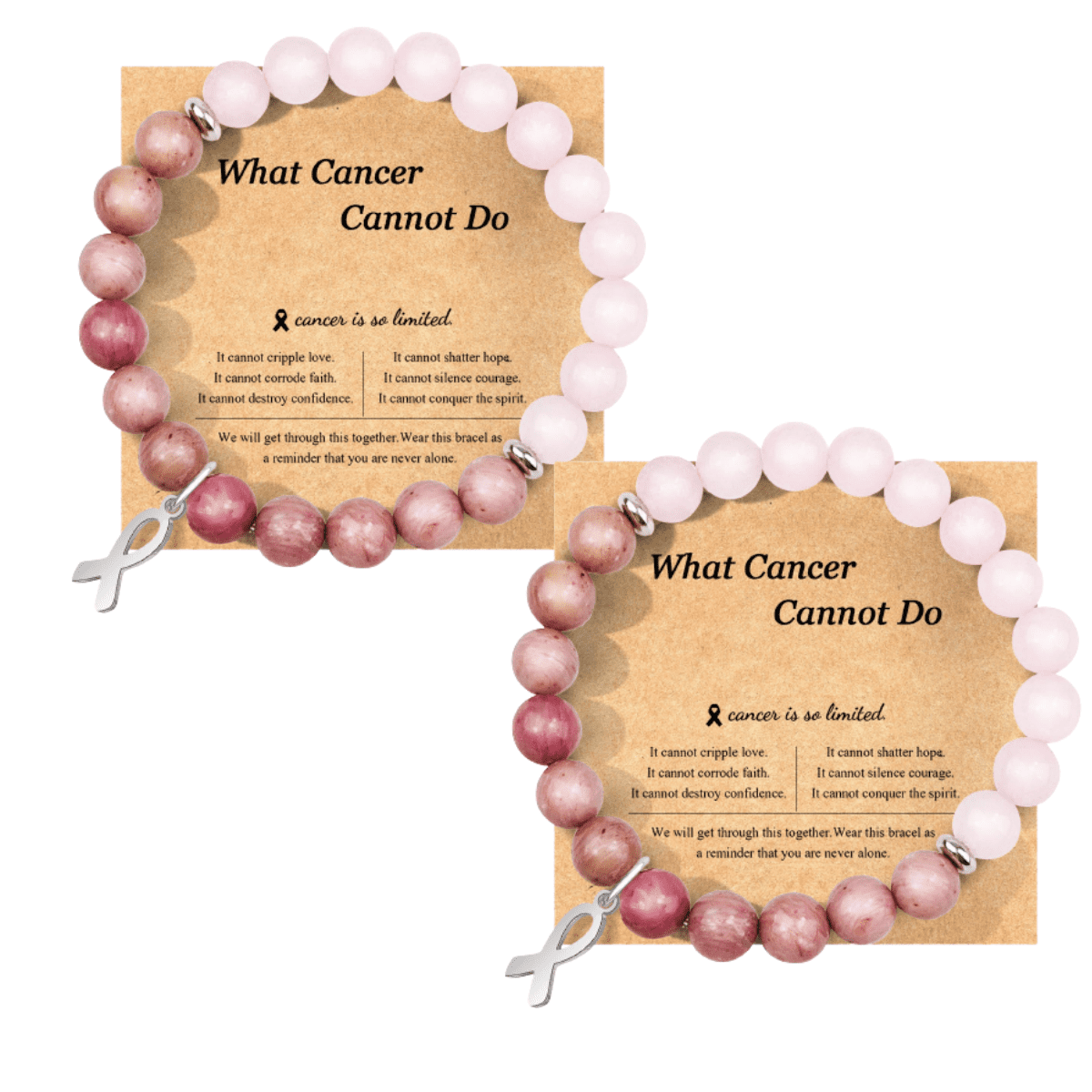 2 Pack Cancer Awareness Gifts Women, Trianu Natural Stone Beaded Breast ...