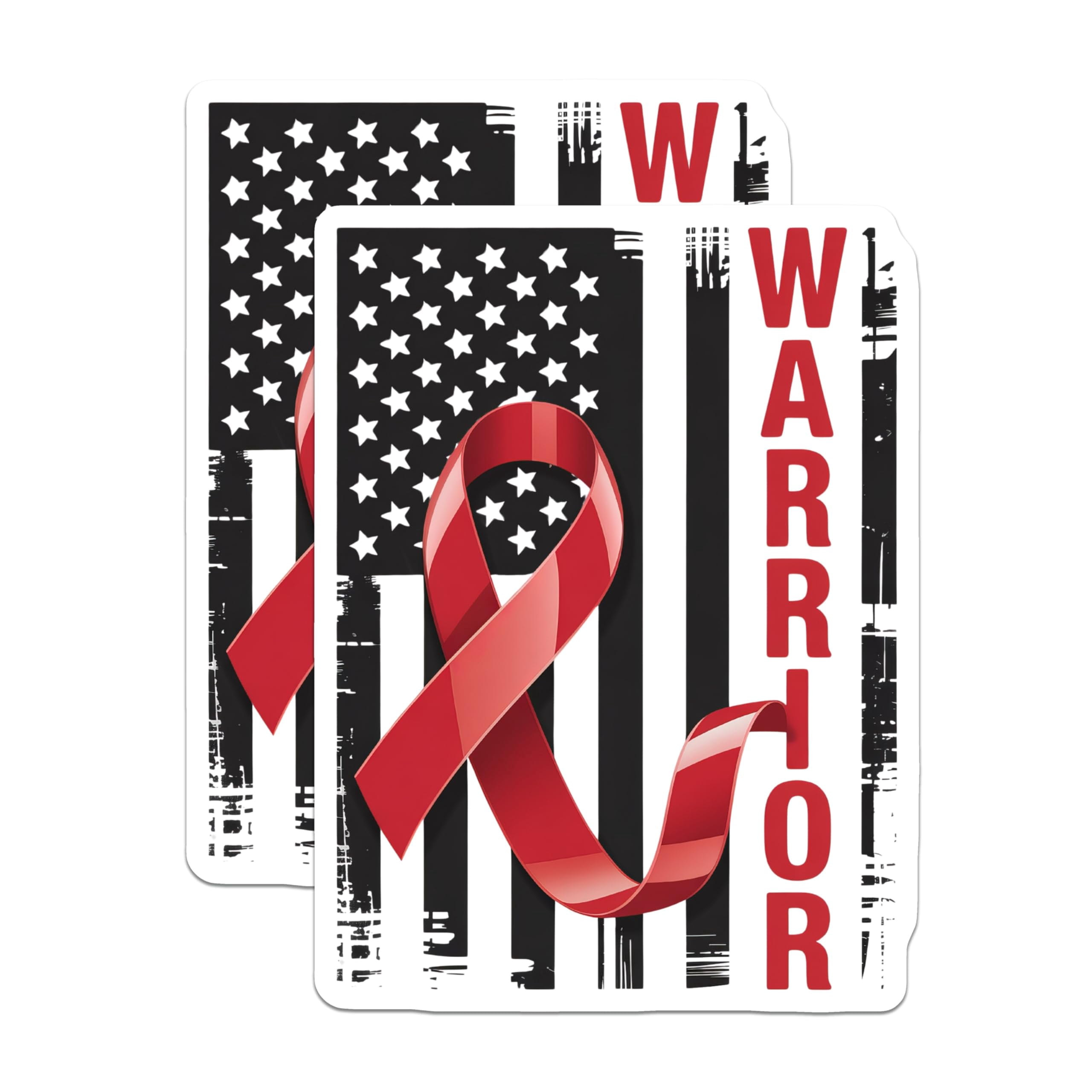 (2 Pack) Cancer Warrior Stickers - American Flag Ribbon - Fight Cancer ...