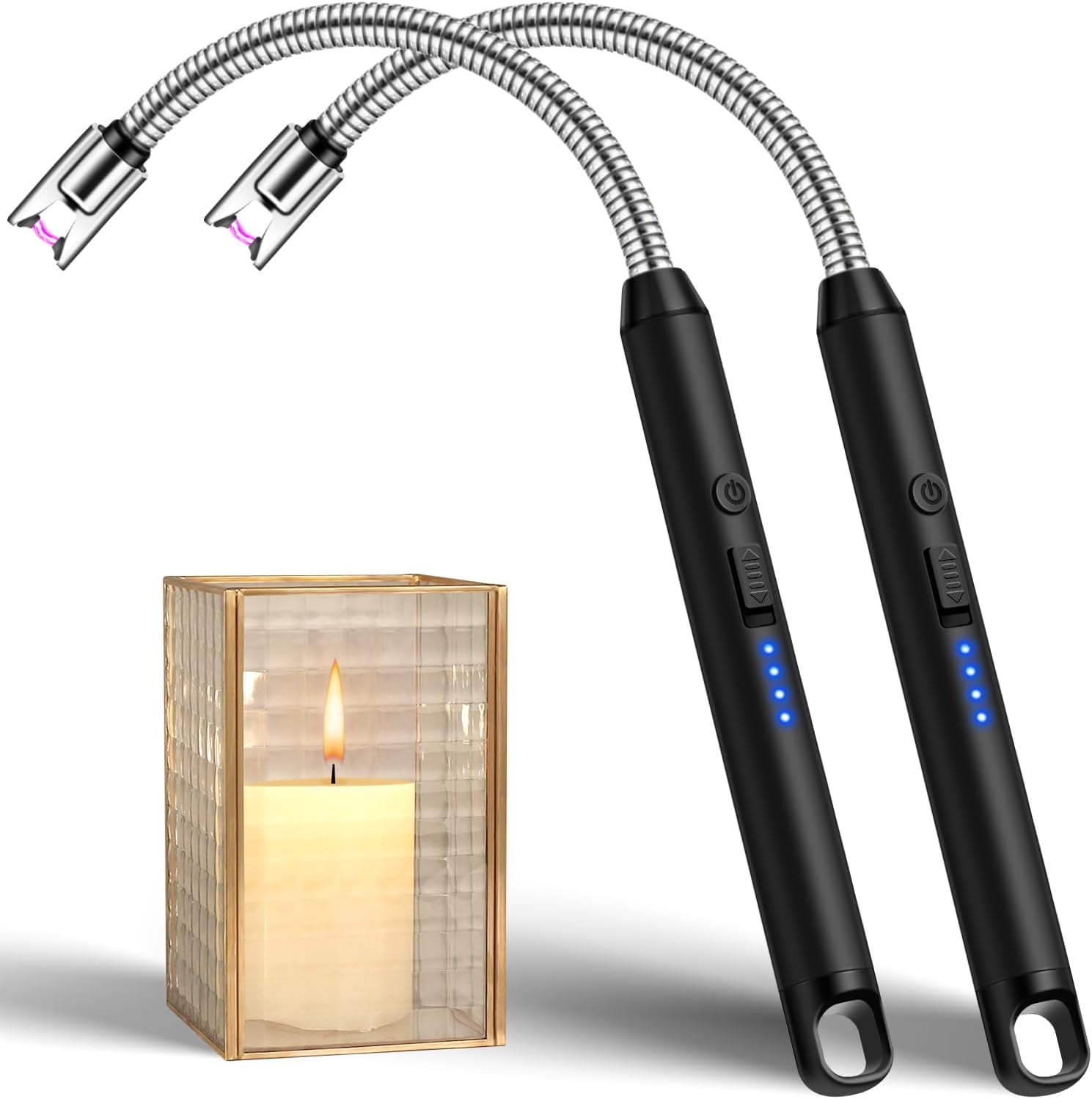 2 Pack Candle Lighter Windproof USB C Rechargeable Electric Lighters ...