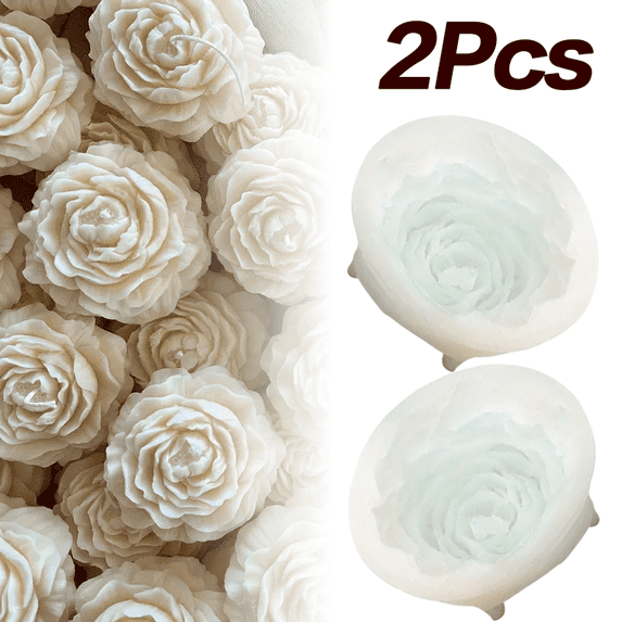 2 Pack Candle Mold, Peony Rose Tulip Wave Spiral Silicone Molds for ...
