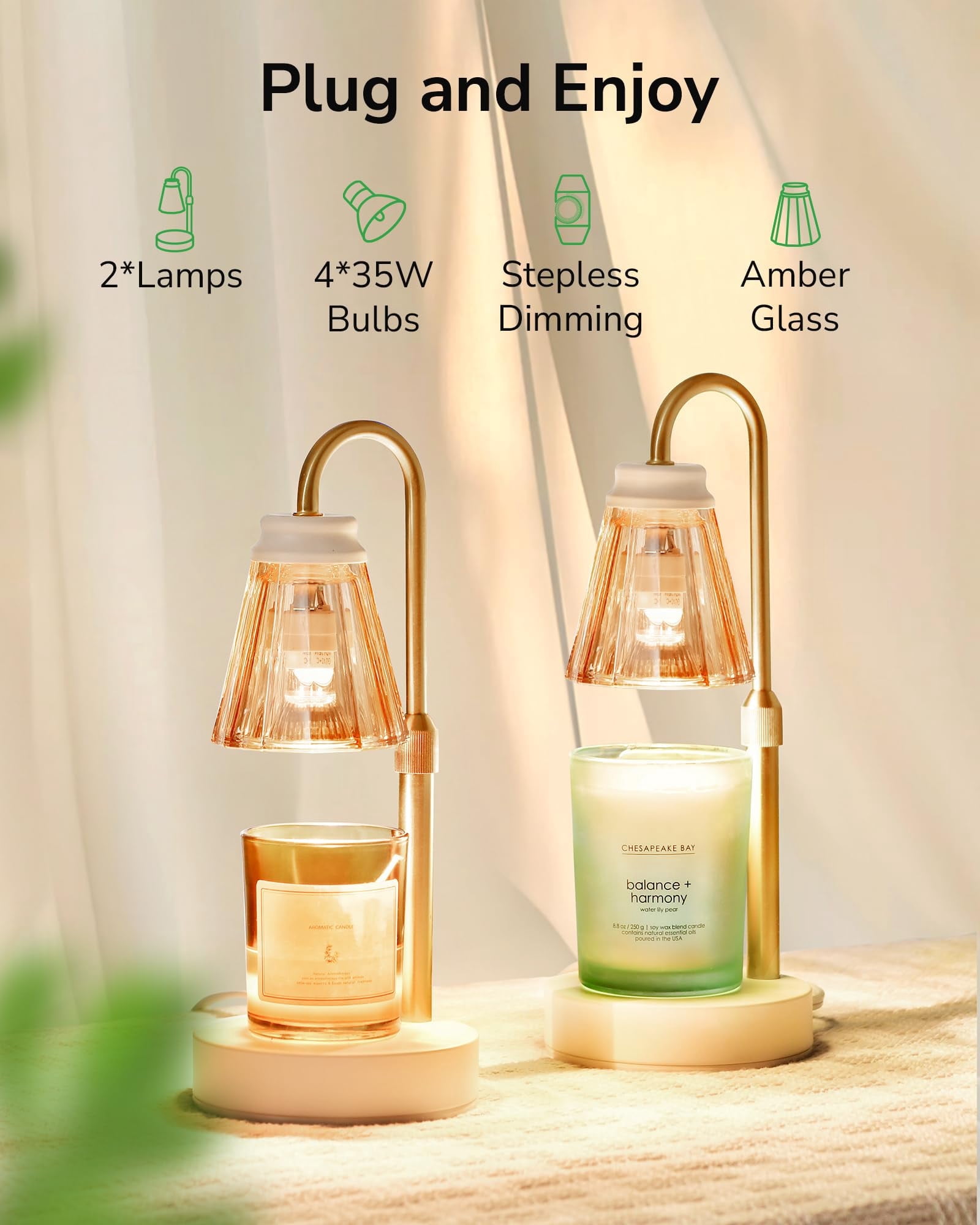 Walmart 2 Pack Electric Candle Warmer, Adjustable, Dimmer, 4 Bulbs ...