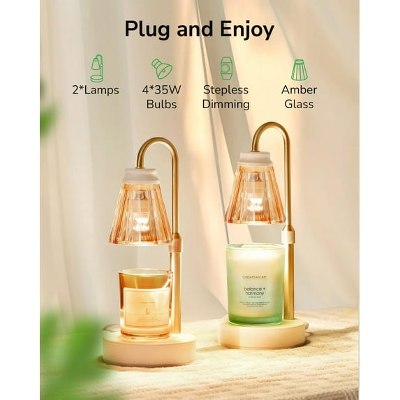 Walmart 2 Pack Electric Candle Warmer, Adjustable, Dimmer, 4 Bulbs ...