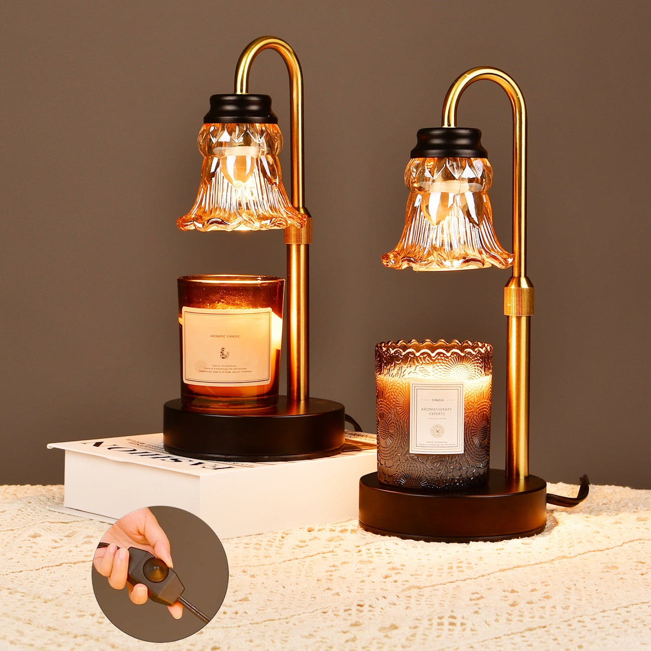 2 Pack Candle Warmer Lamp with Dimmer, Height Adjustable Candle Lamp ...