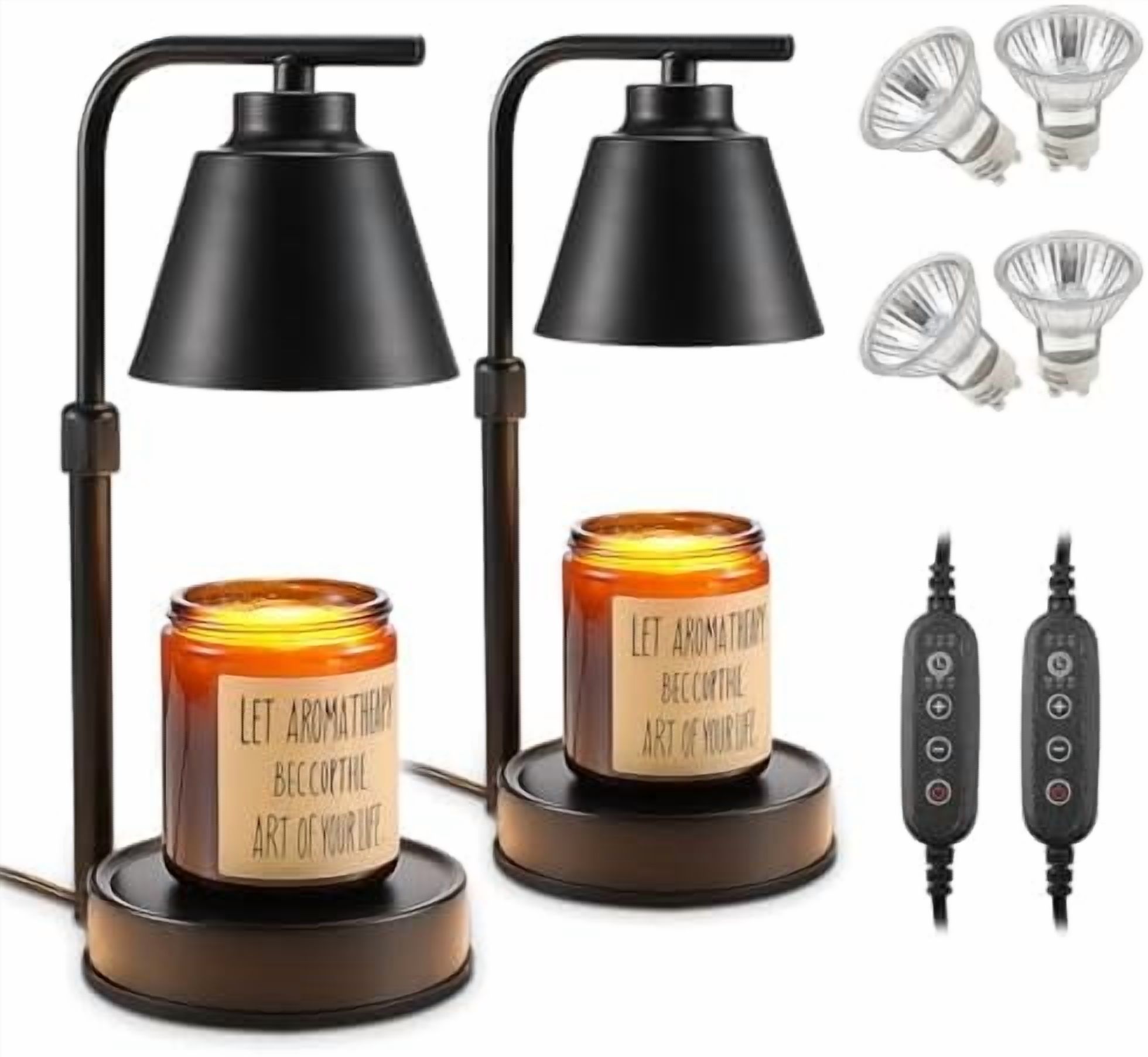 2 Pack Candle Warmer Lamp with Timer, Dimmable Candle Warmer Lamp ...
