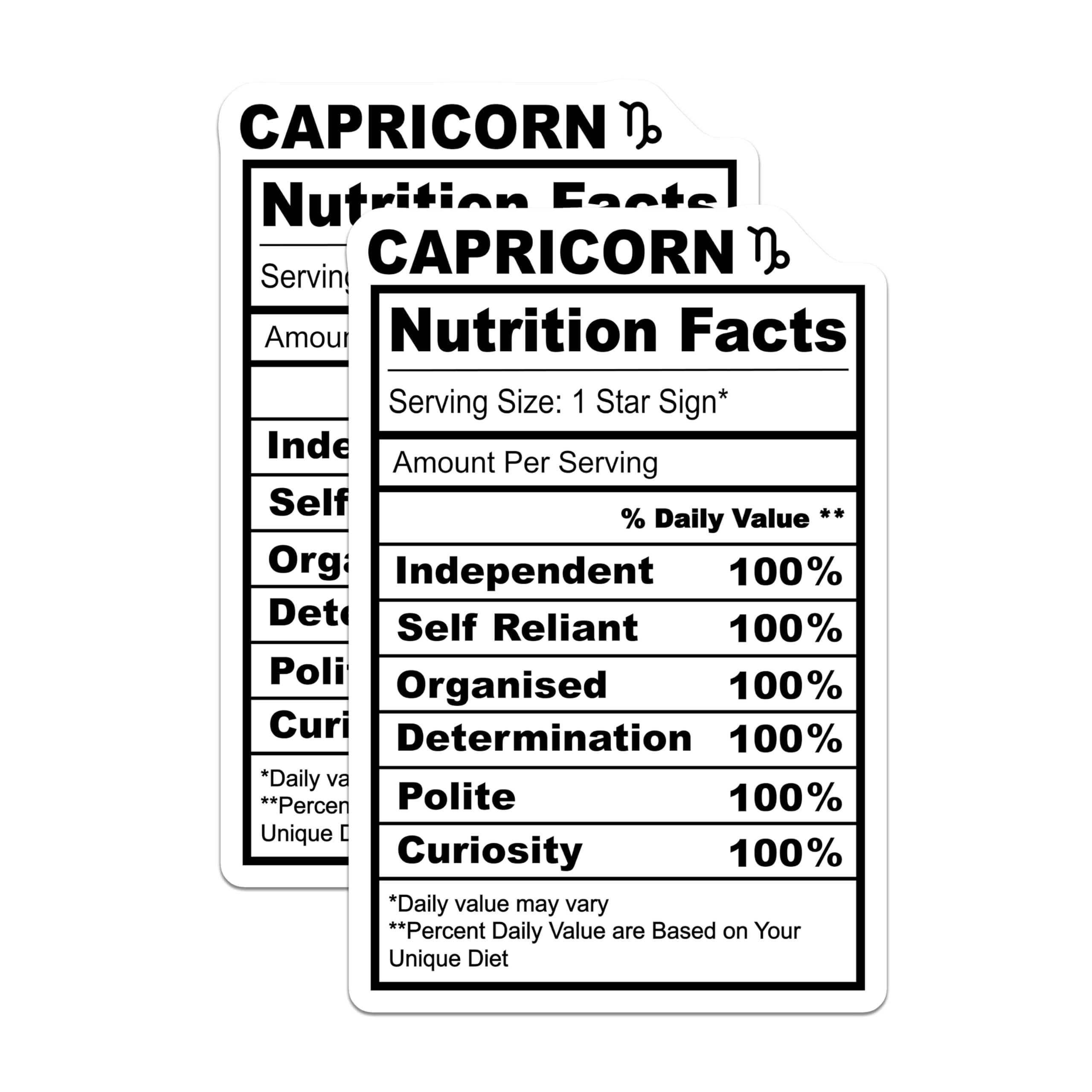 (2 Pack) Capricorn Nutrition Facts Magnets - Zodiac Sign Decor ...