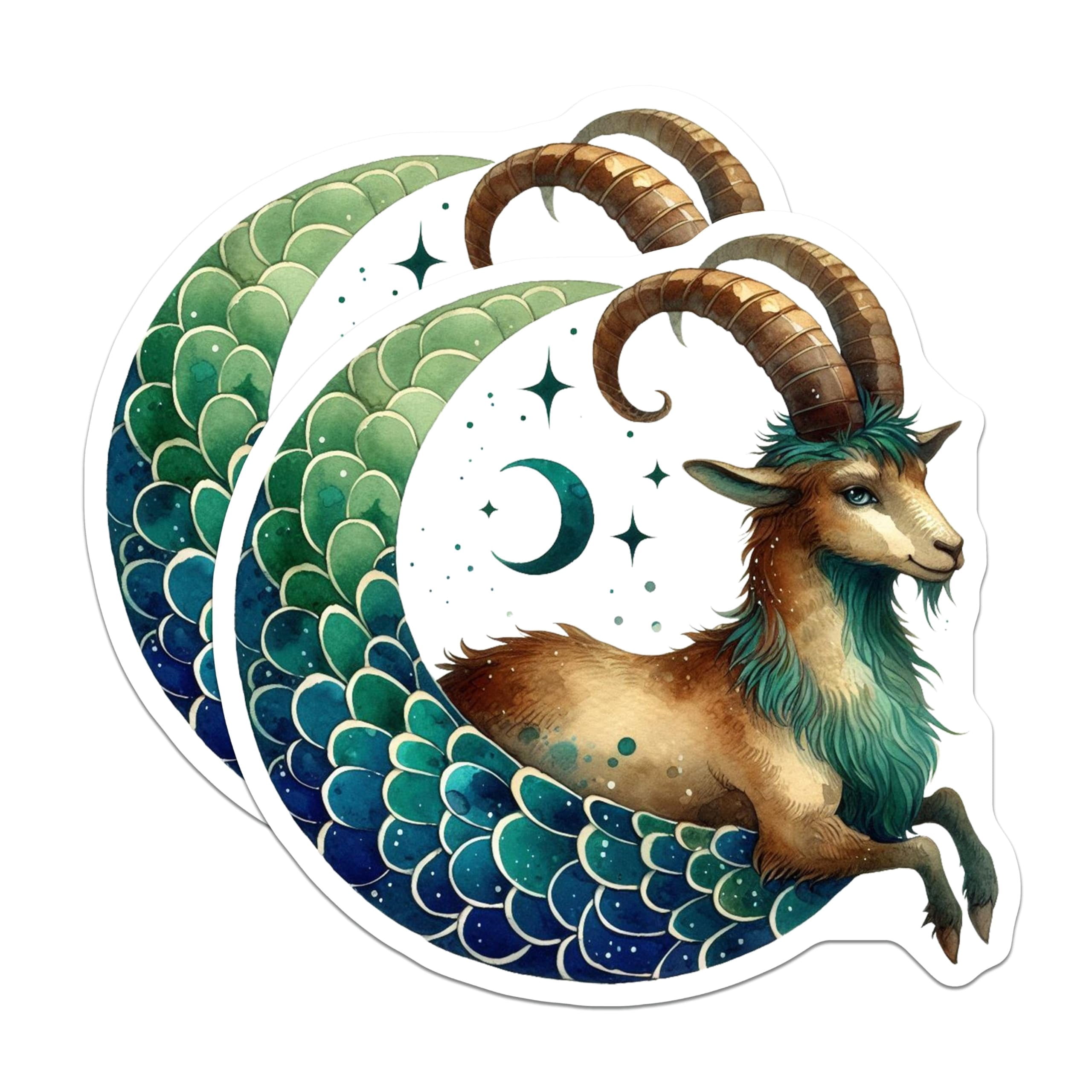 (2 Pack) Capricorn Zodiac Stickers - Astrology Goat - Celestial Sign ...