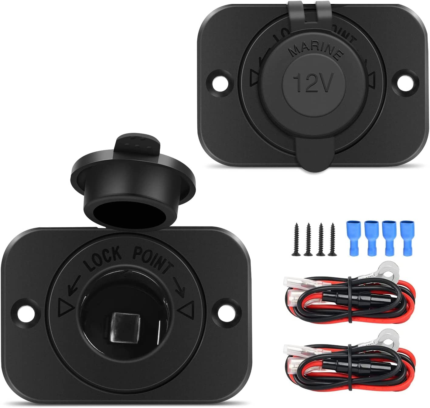 2 Pack Car Cigarette Lighter Socket DC 12V Waterproof Power Outlet ...