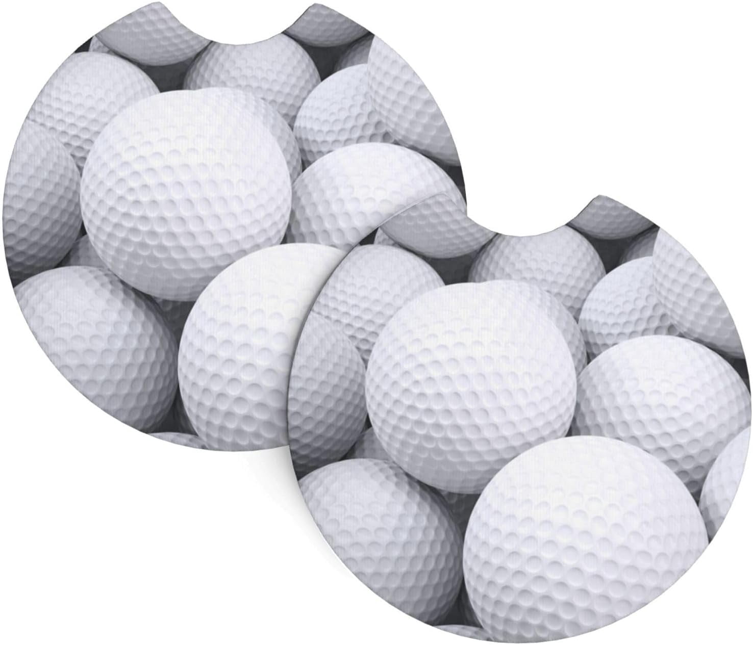 2 Pack Car Coasters 3D-Golf-Balls-Pattern Neoprene Cup Holder Pad Set ...