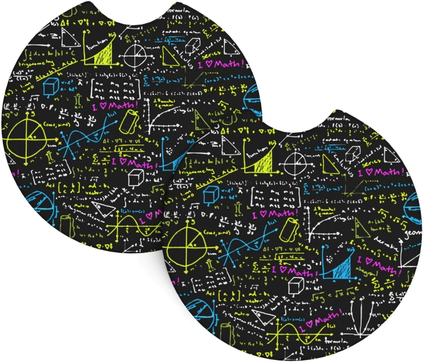 2 Pack Car Coasters Black-Math-Physics-Formula Neoprene Cup Holder Pad ...