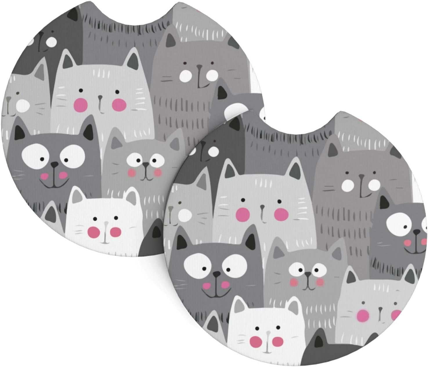 2 Pack Car Coasters British-Shorthair-Cat-Kawaii Neoprene Cup Holder ...