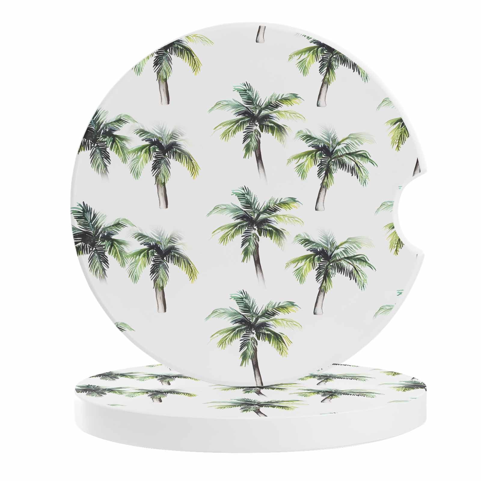 2 Pack Car Coasters Coconut Trees Forest Ceramic Car Cup Holder Coaster ...