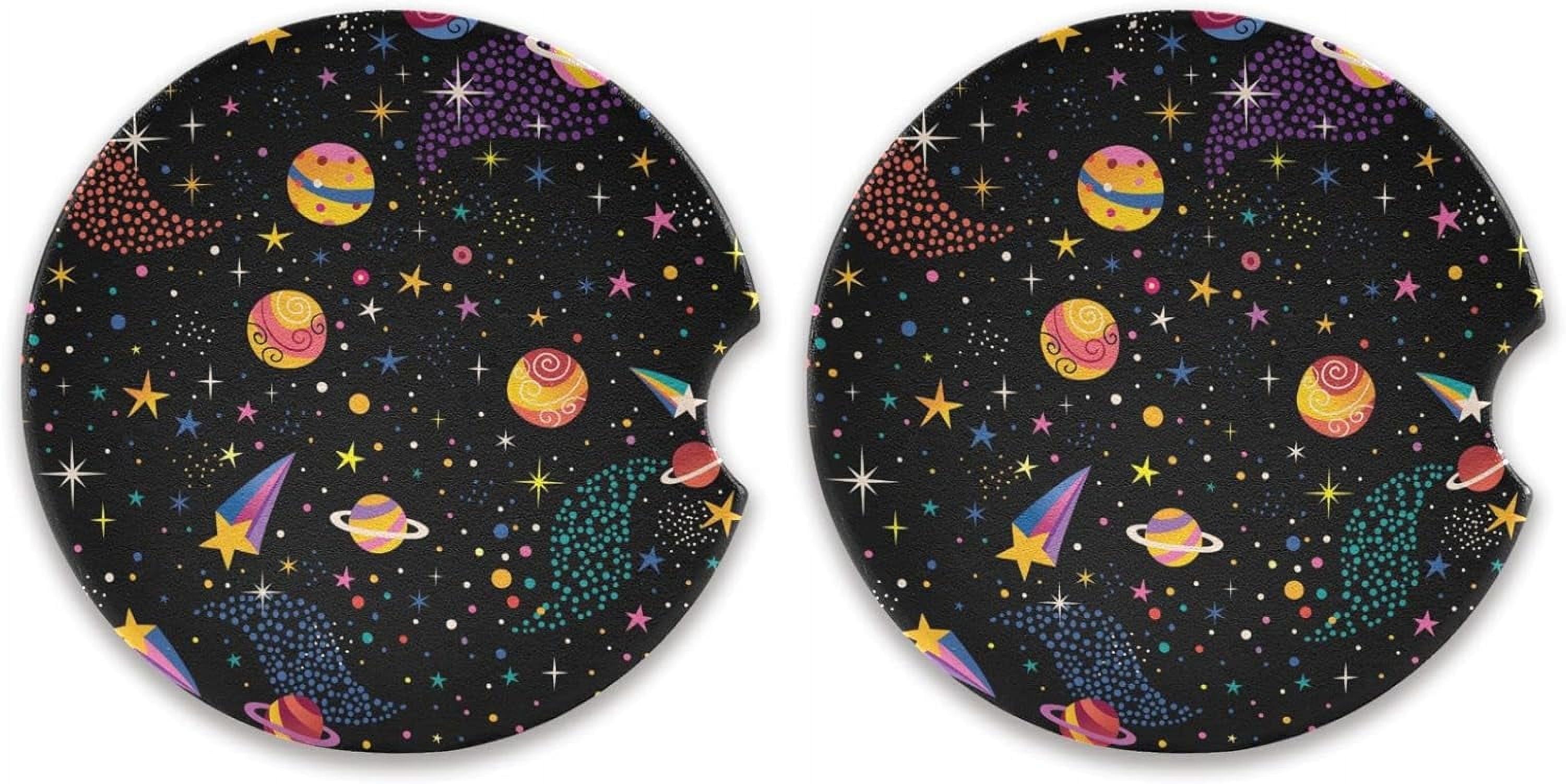 2 Pack Car Coasters for Drinks Colorful Space Planets Absorbent Drink ...