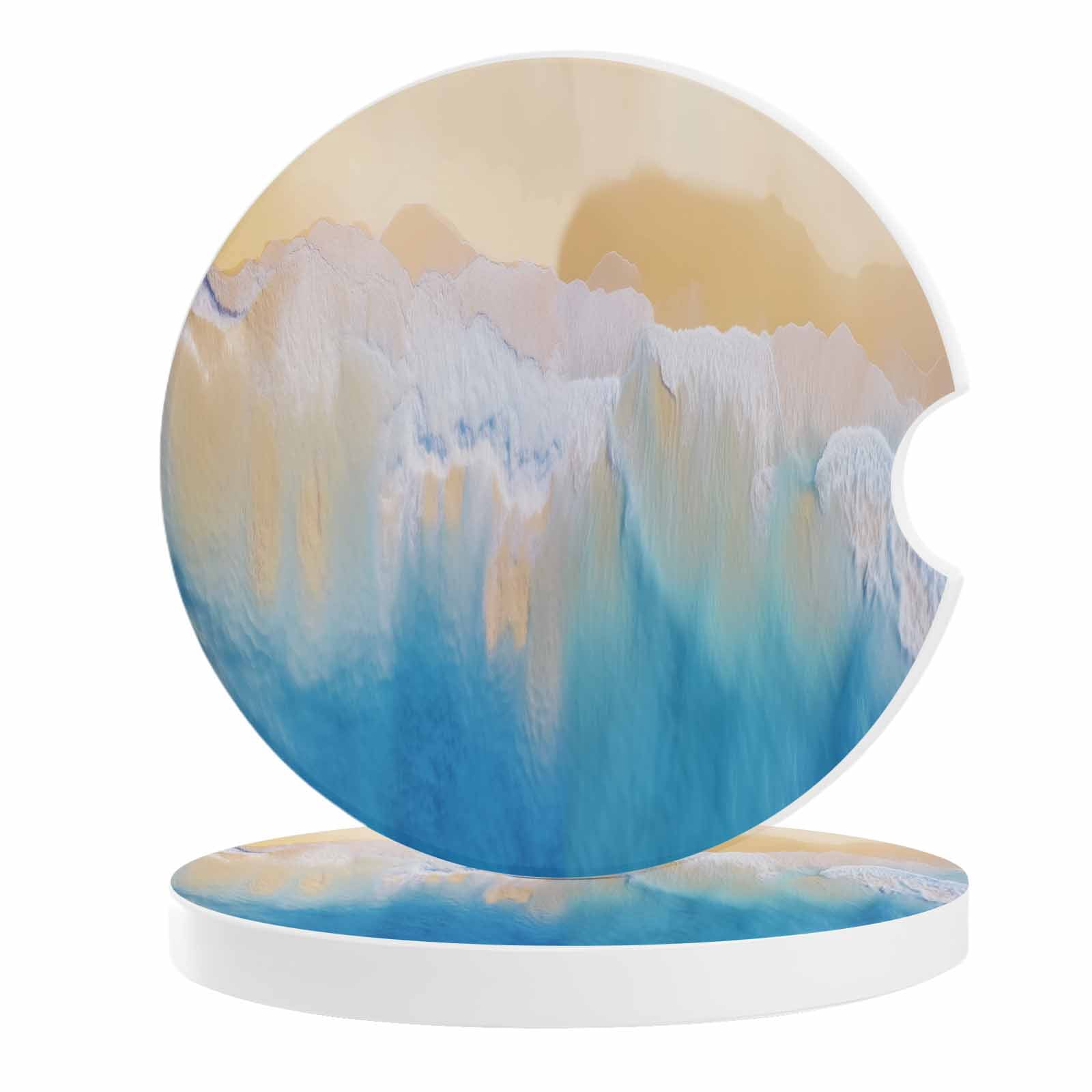 2 Pack Car Coasters Ocean Beach Ceramic Car Cup Holder Coaster Blue ...