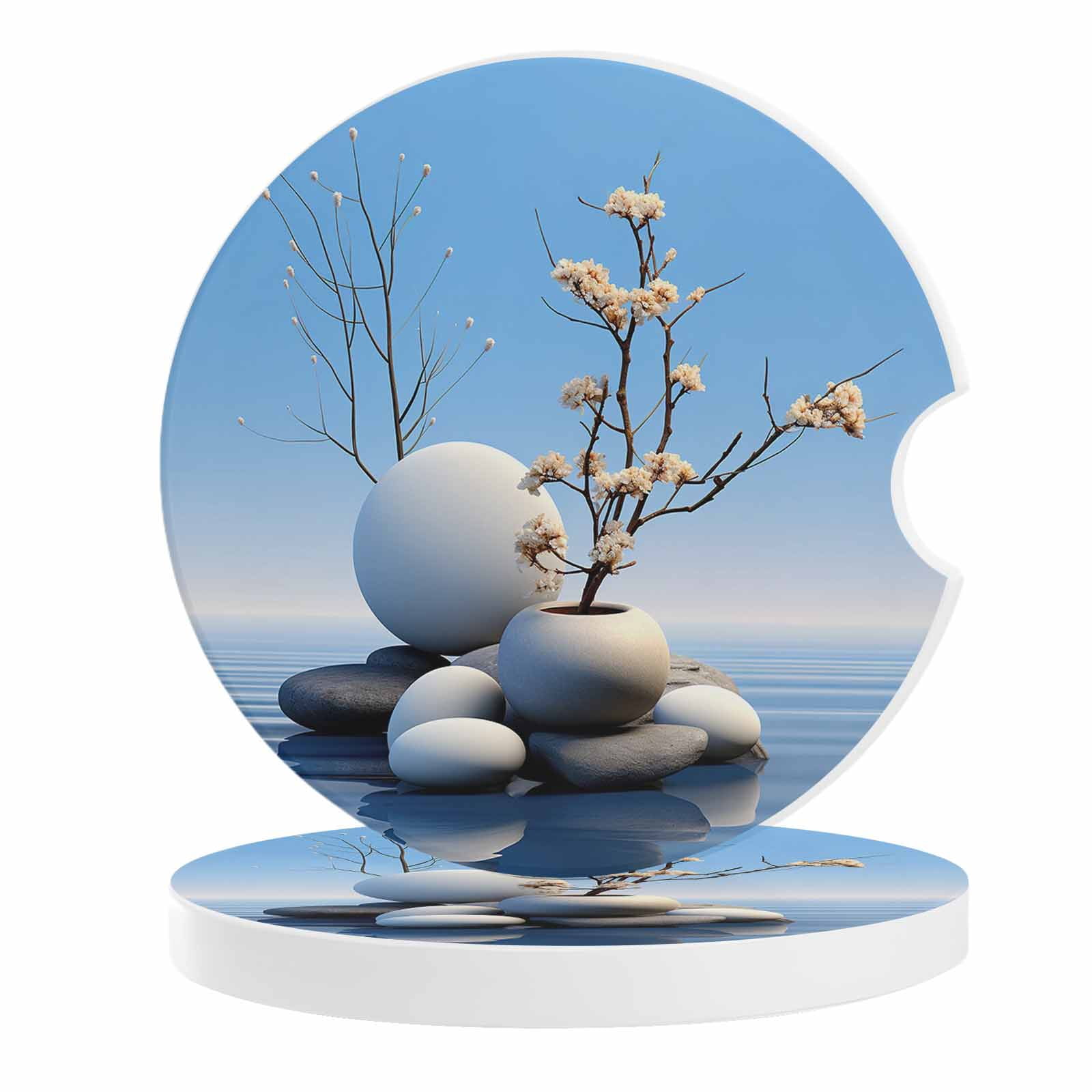 2 Pack Car Coasters Stone Branches Ceramic Car Cup Holder Coaster ...