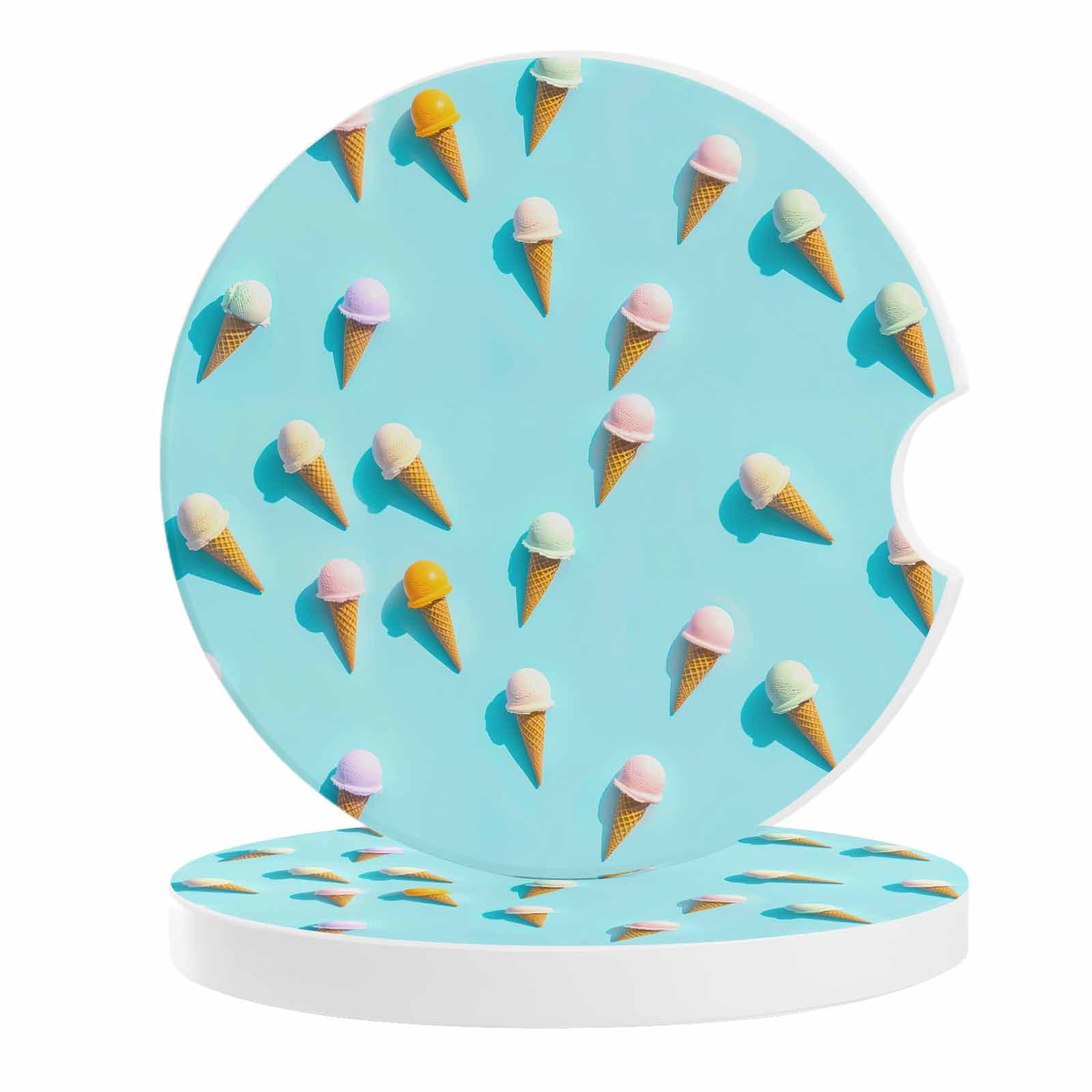 2 Pack Car Coasters Summer Ice Cream Ceramic Car Cup Holder Coaster ...