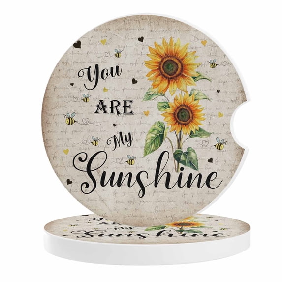 2 Pack Car Coasters Sunflower Ceramic Car Cup Holder Coaster My ...