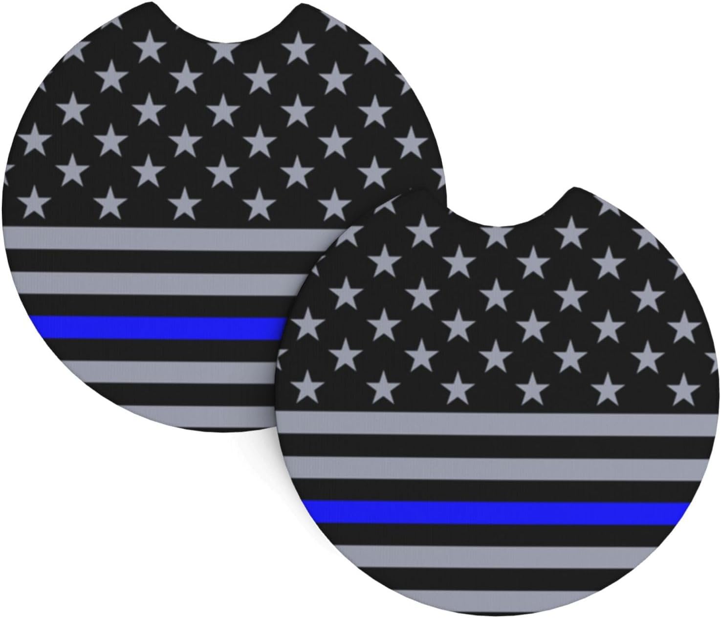 2 Pack Car Coasters Thin-Blue-Line-Flag-American Neoprene Cup Holder ...