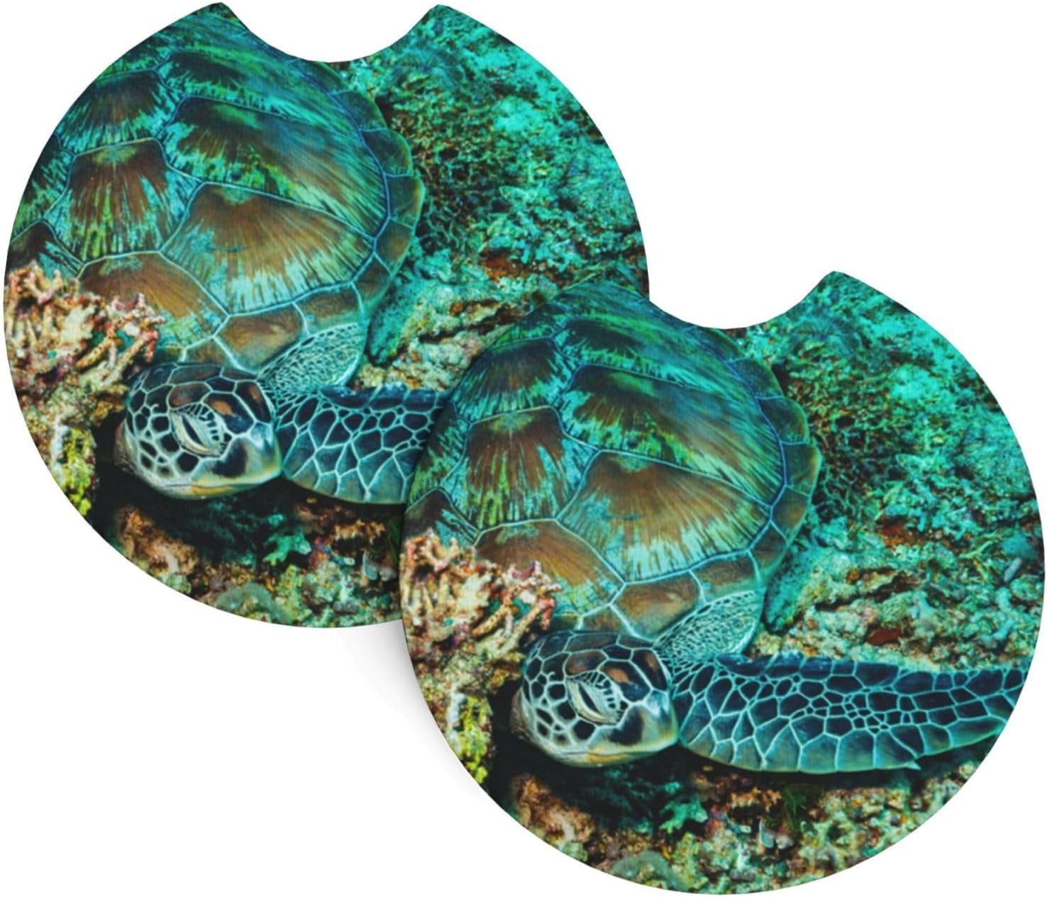 2 Pack Car Coasters Turtle-Komodo-National-Park Neoprene Cup Holder Pad ...