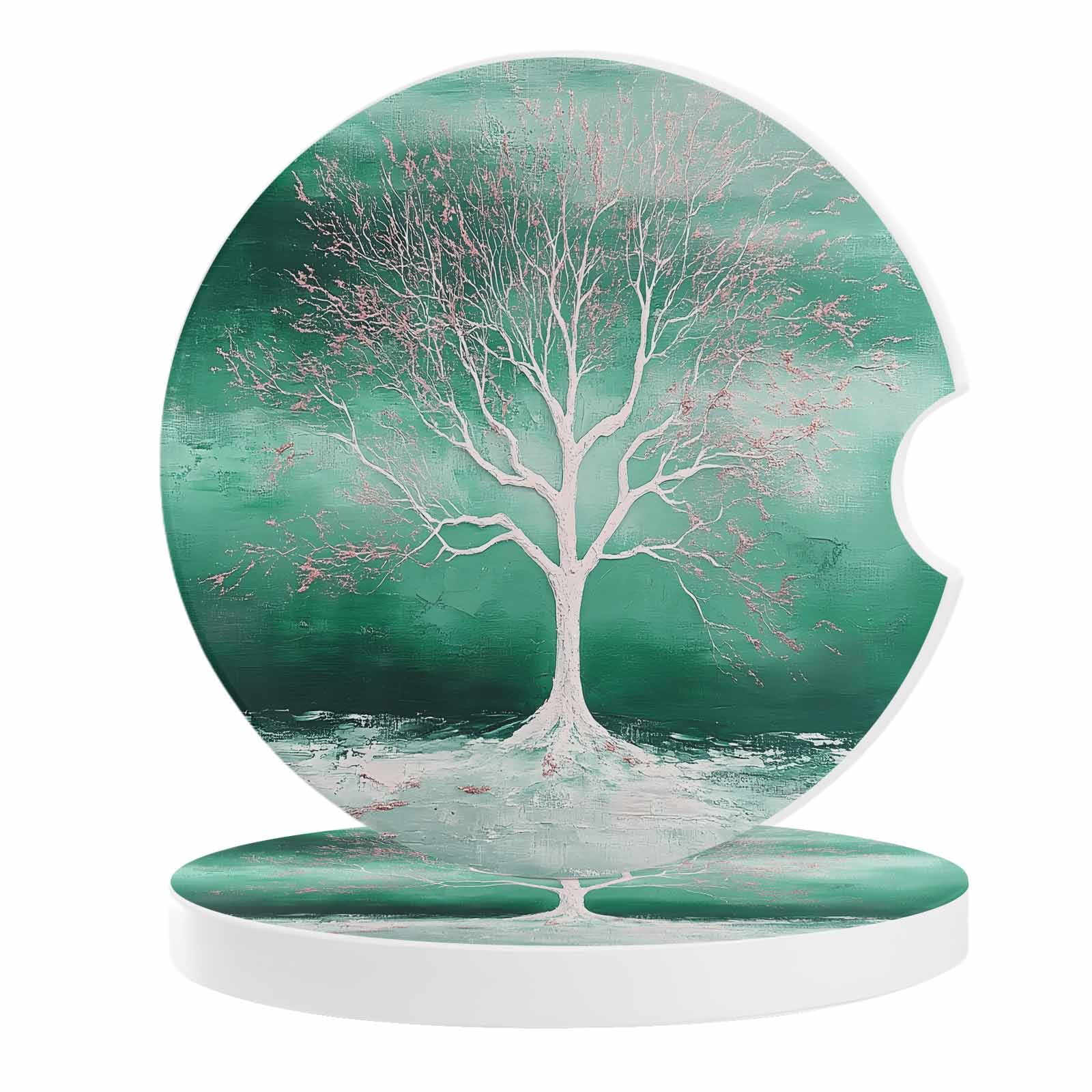 2 Pack Car Coasters White Tree Branch Ceramic Car Cup Holder Coaster ...