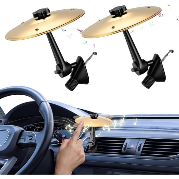2 Pack Car Crash Cymbal Air Vent - 2026 Upgrade Mini Car Symbol Drum ...