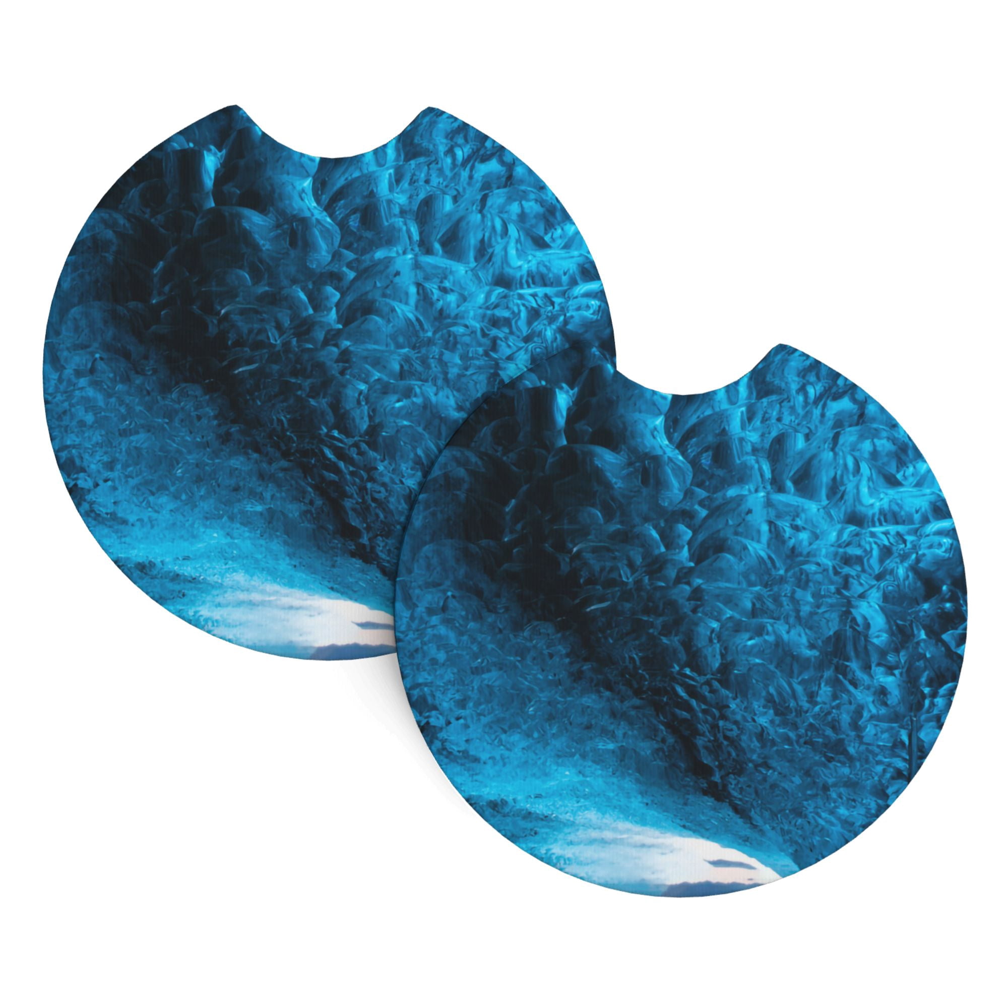 2 Pack Car Cup Holder Coasters,Beautiful Blue Ice Cave Pattern Rubber ...